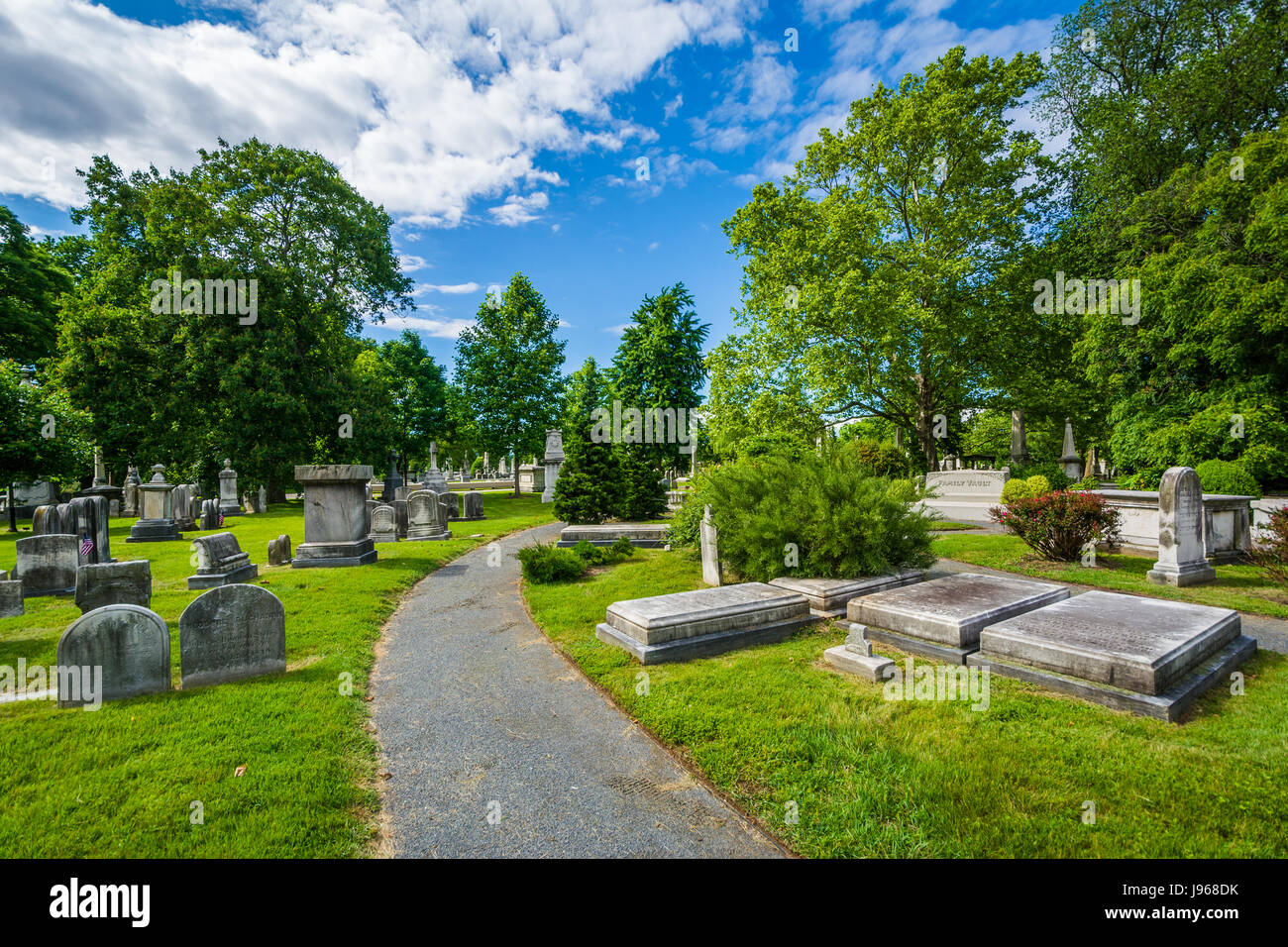 Walkway and graves at Laurel Hill Cemetery, in Philadelphia ...