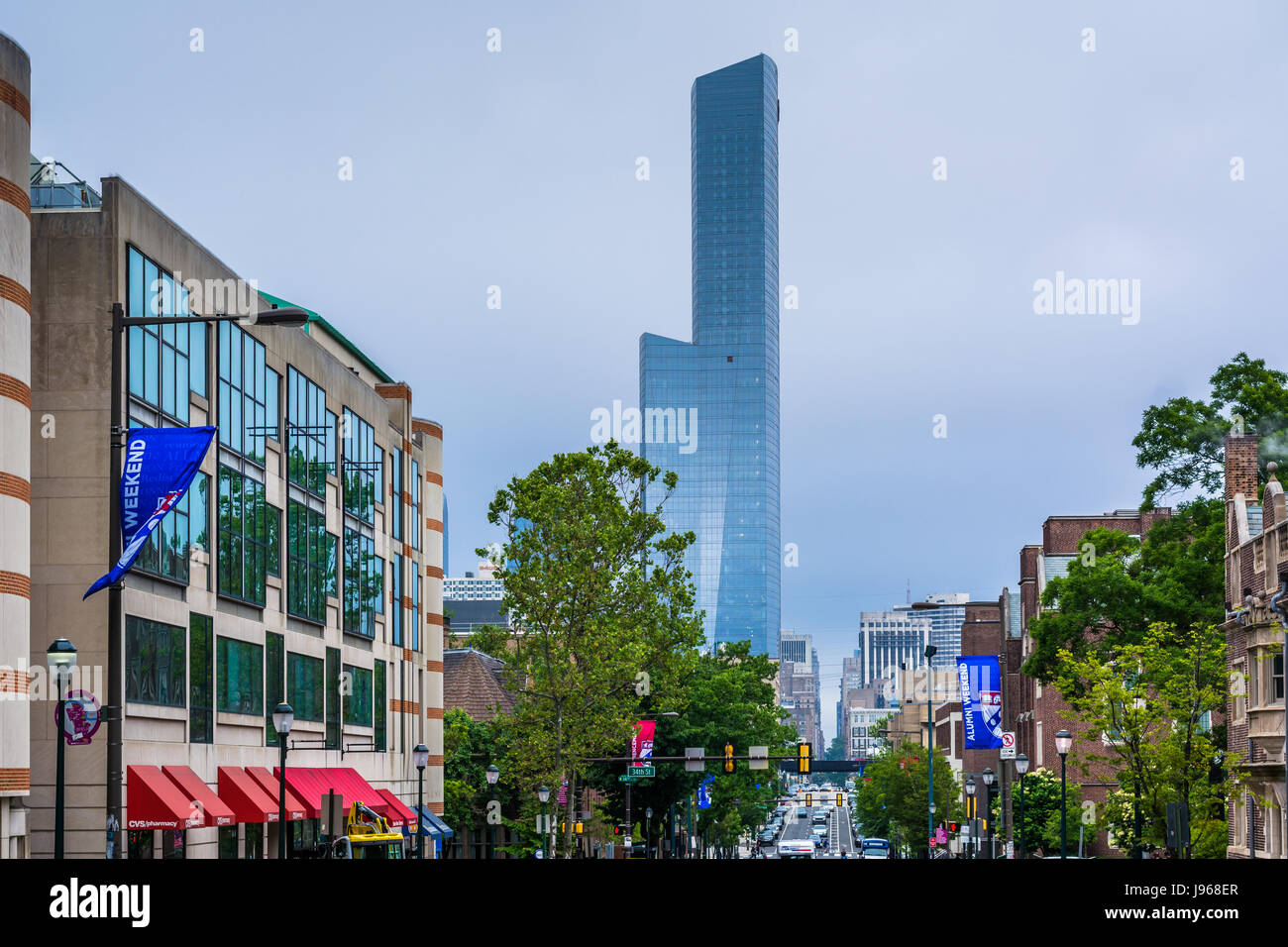 Walnut Street and a modern building in University City, Philadelphia ...