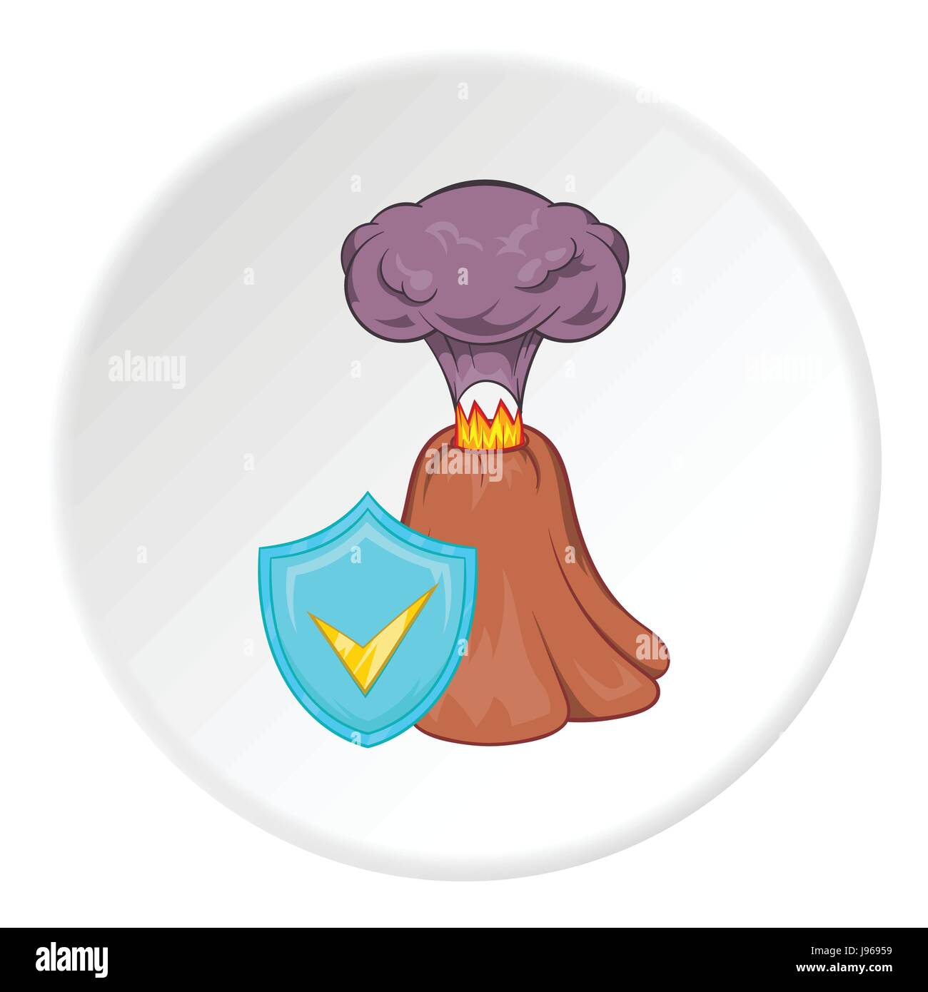 Eruption of volcano and sign safety icon Stock Vector Image & Art - Alamy