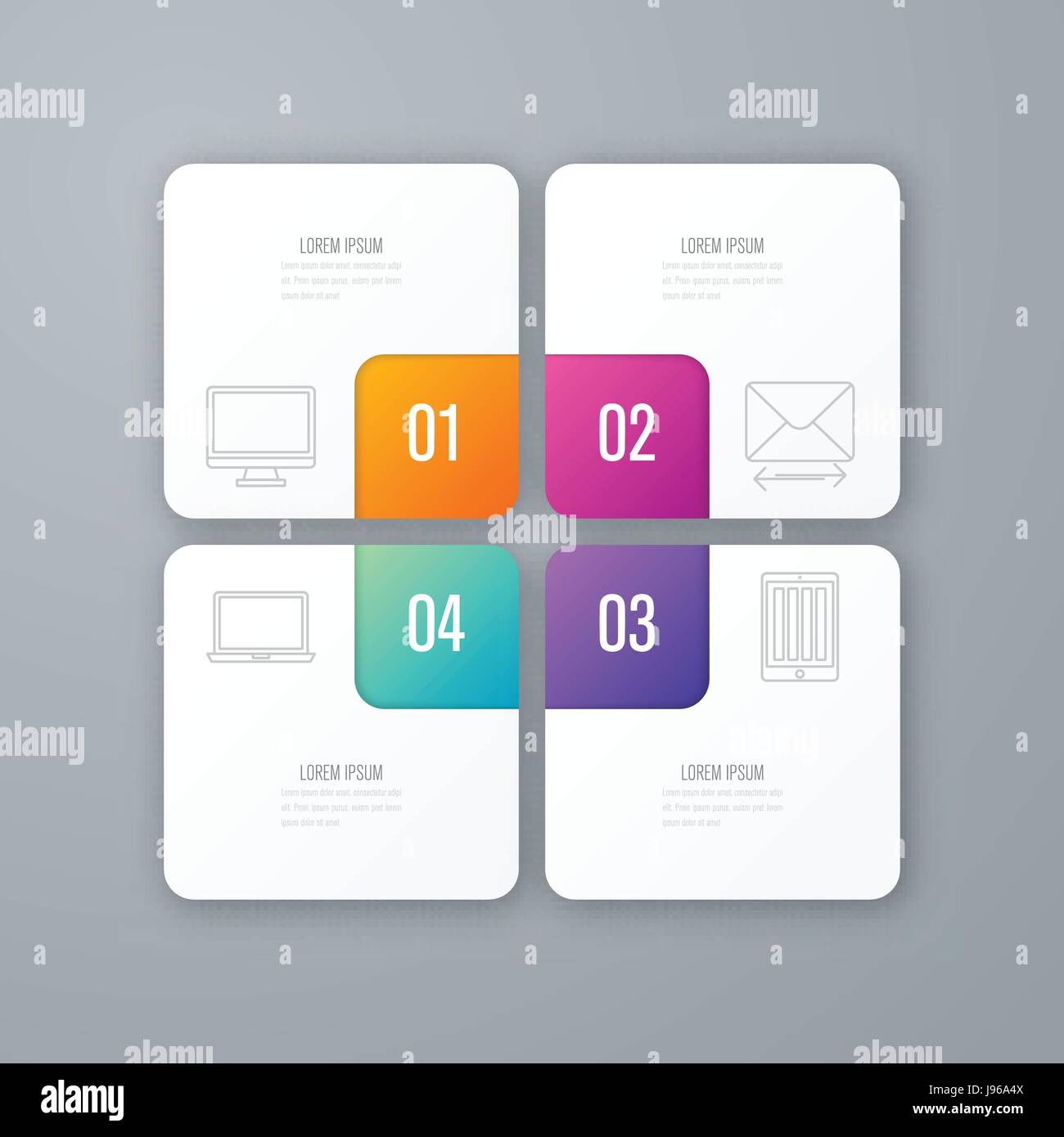 Business infographics template 4 steps with square Stock Vector Image ...