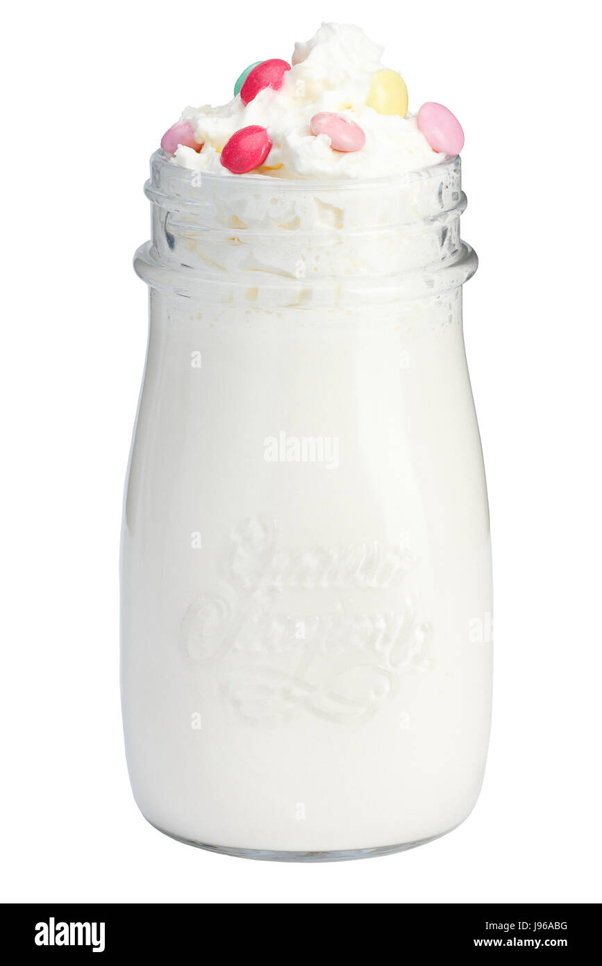 Refreshing milkshake. Refreshing milk drink for children decorated with ...