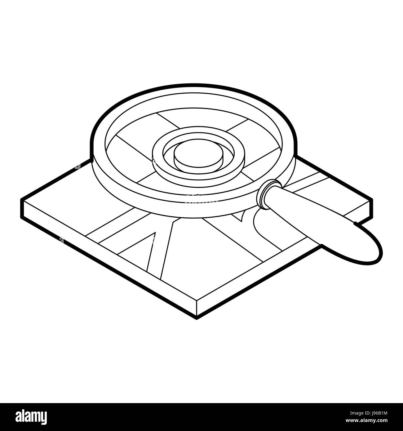 Magnifying glass over map icon, outline style Stock Vector Image & Art ...