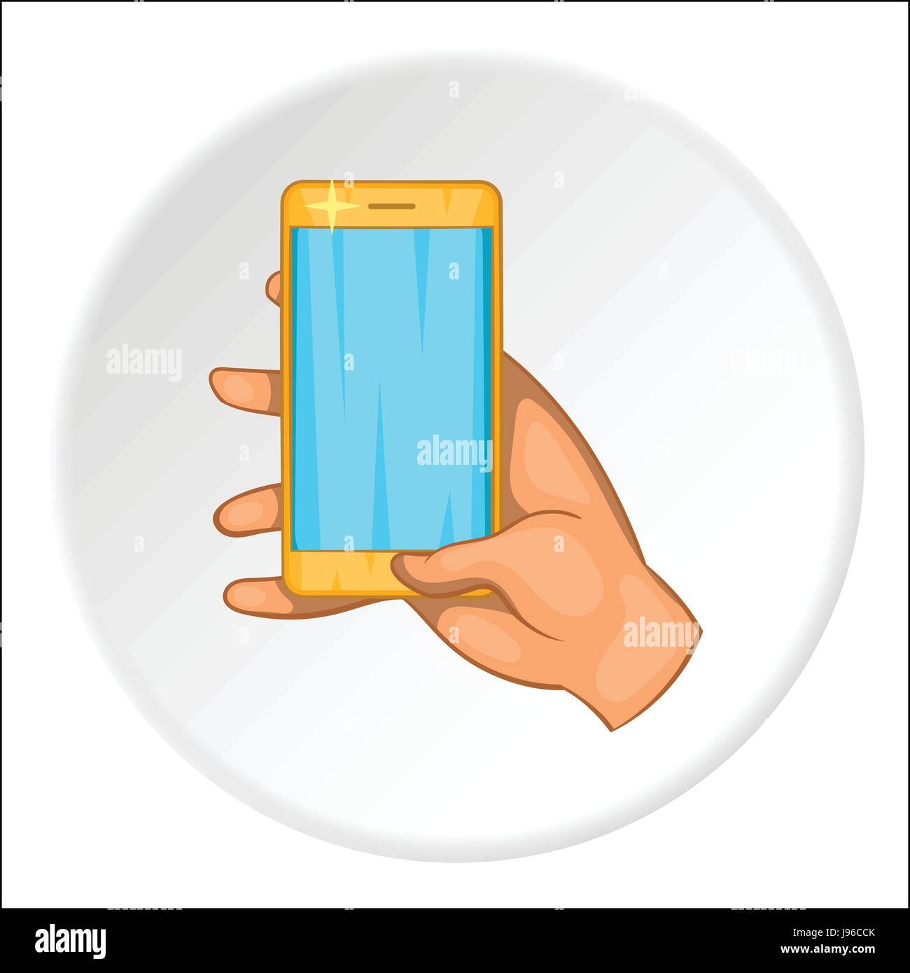 Hand works on mobile phone icon, cartoon style Stock Vector Image & Art ...