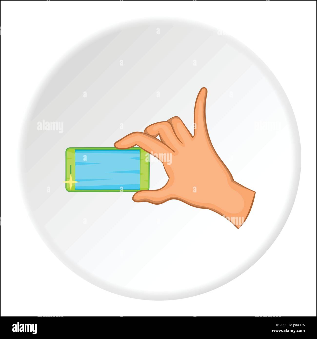 Hand holding mobile phone icon, cartoon style Stock Vector Image & Art ...