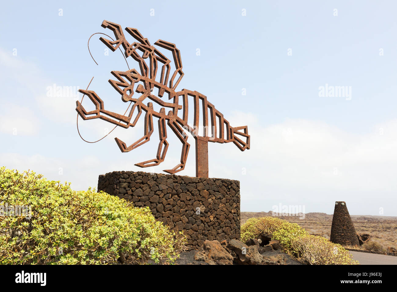 Sculpture of a crab or lobster by artist Cesar Manrique at the entrance ...