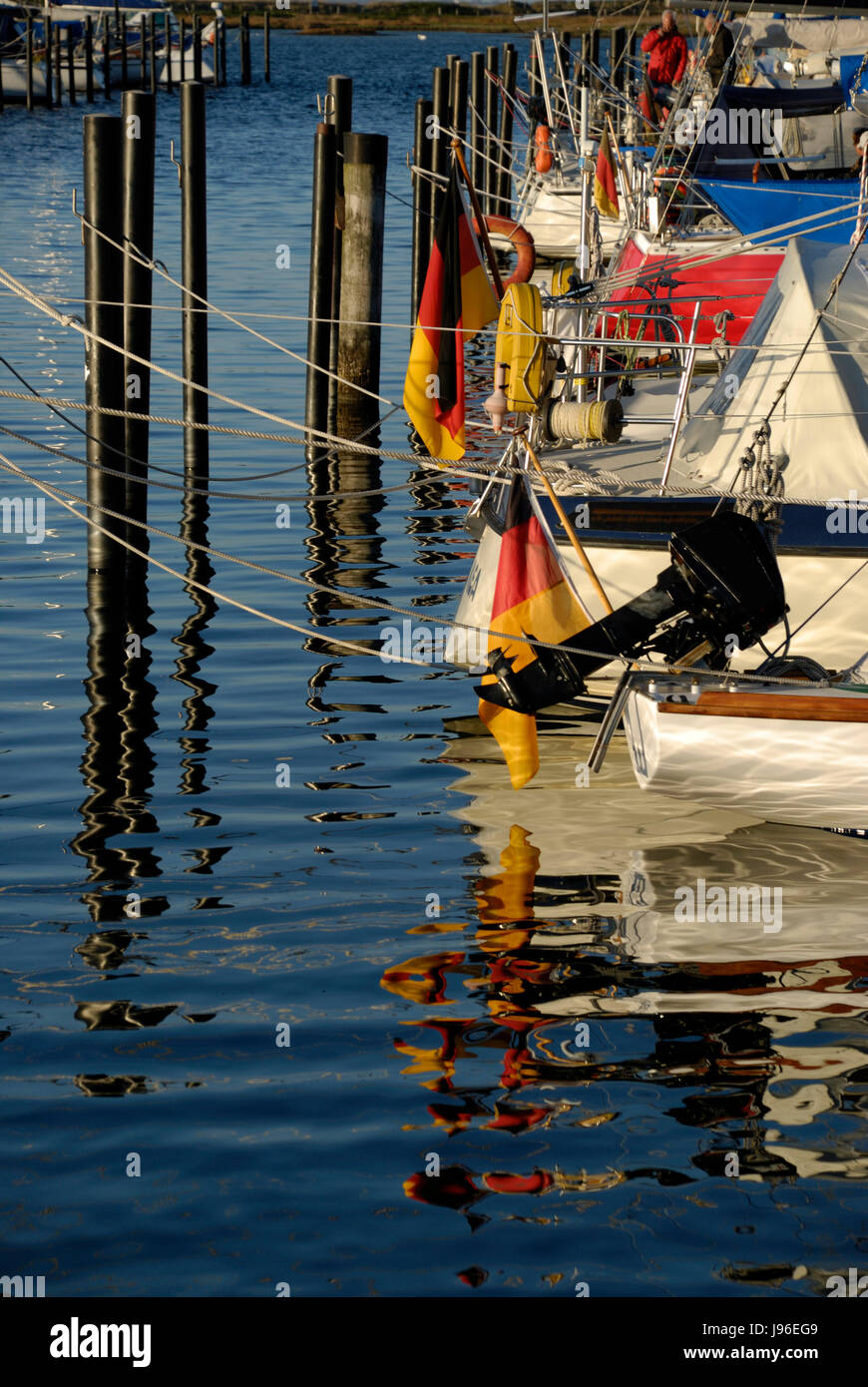 german flags on sailboats in heiligenhafen Stock Photo - Alamy