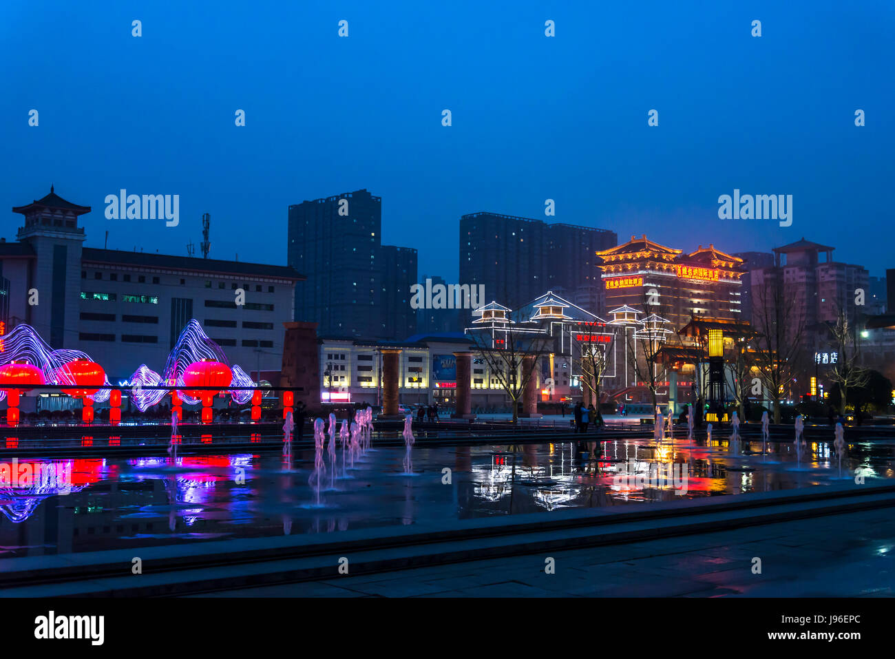 Tang Dynasty plaza of the North square known for it's Music Fountains ...