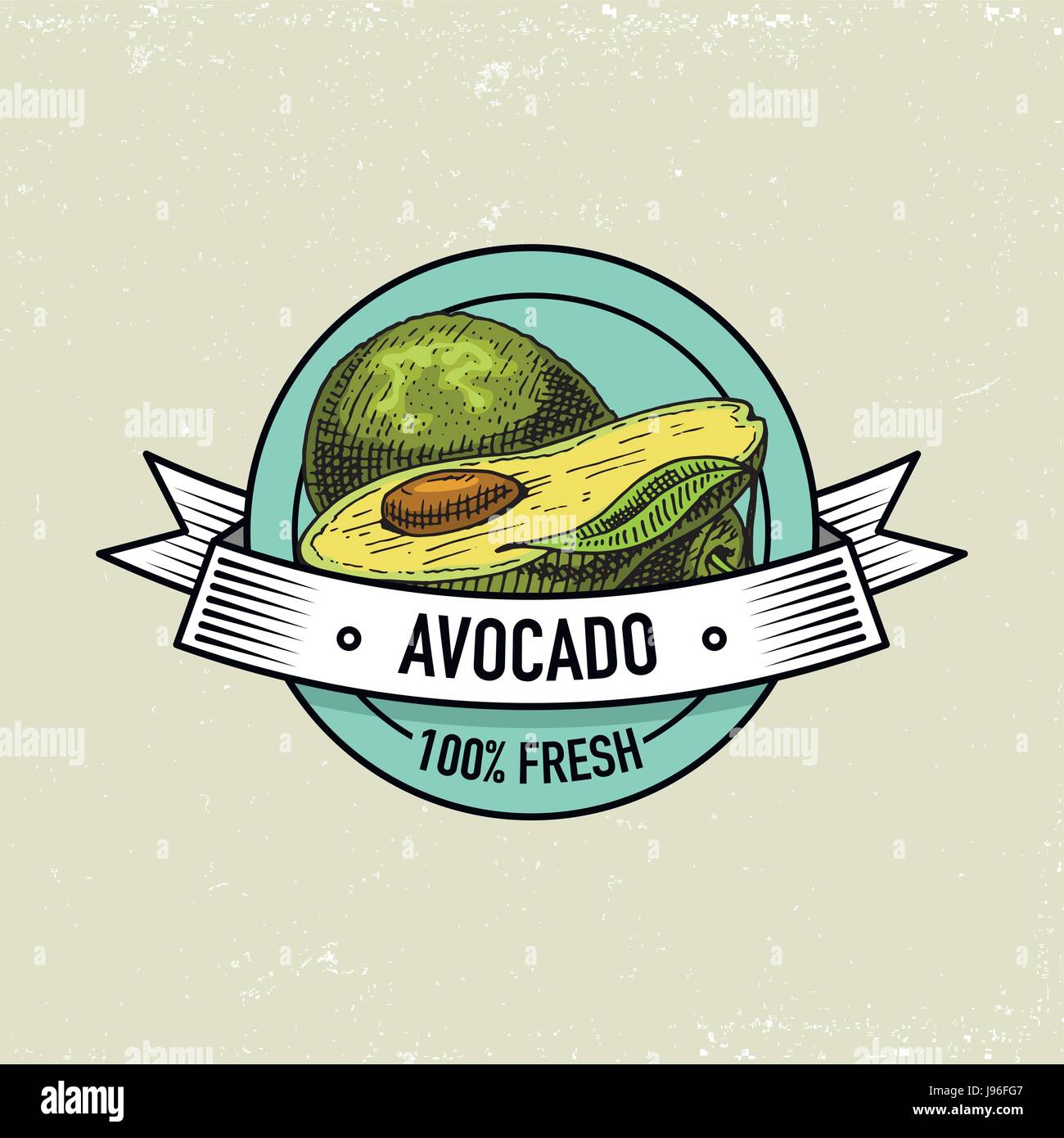 Avocado Vintage, hand drawn fresh fruits background, summer plants ...