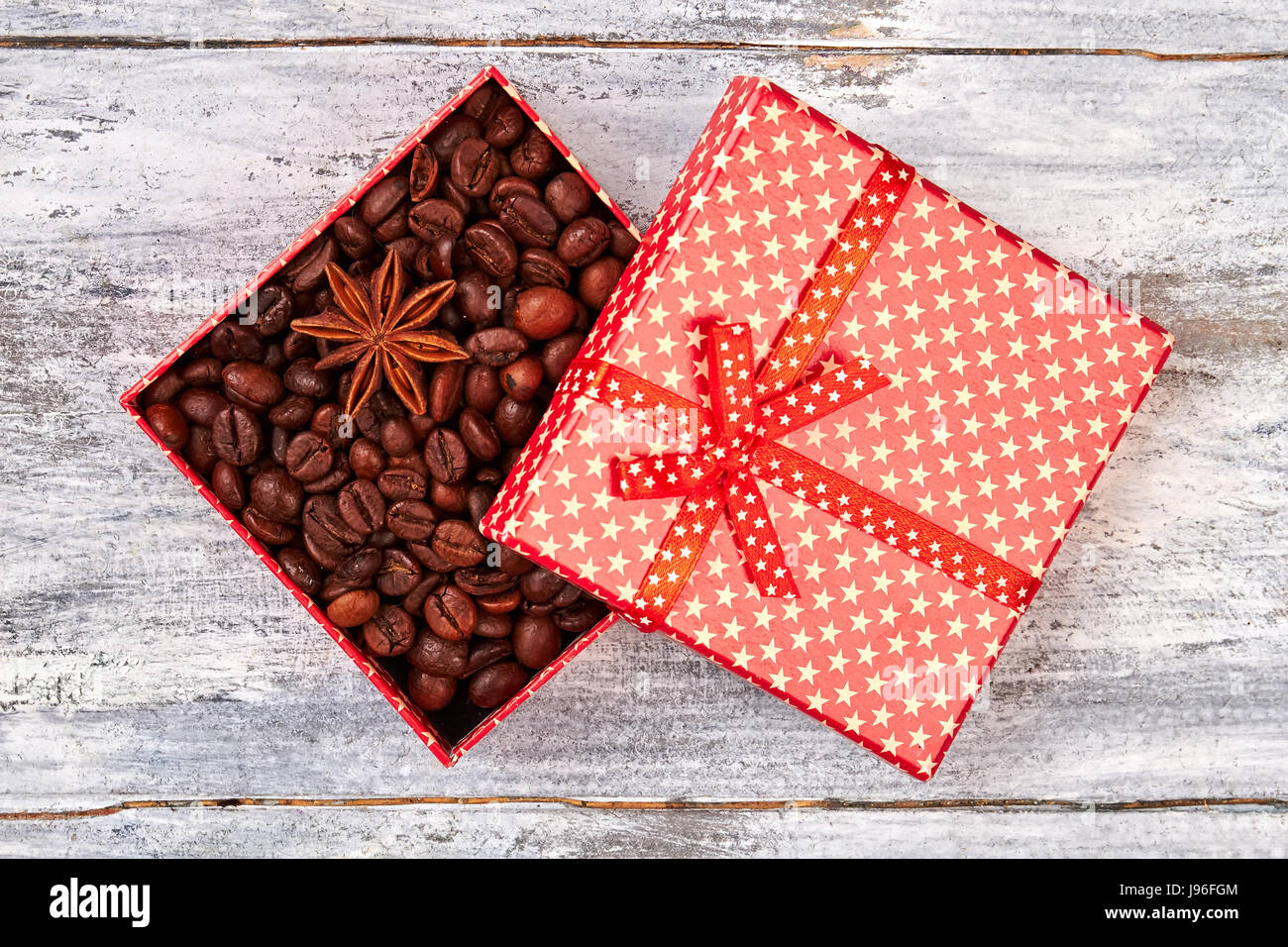 Coffee beans in gift box Stock Photo - Alamy