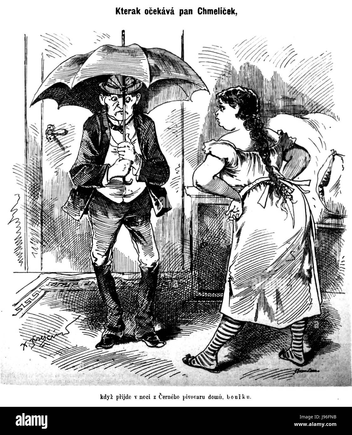 Cartoon umbrella Black and White Stock Photos & Images - Alamy