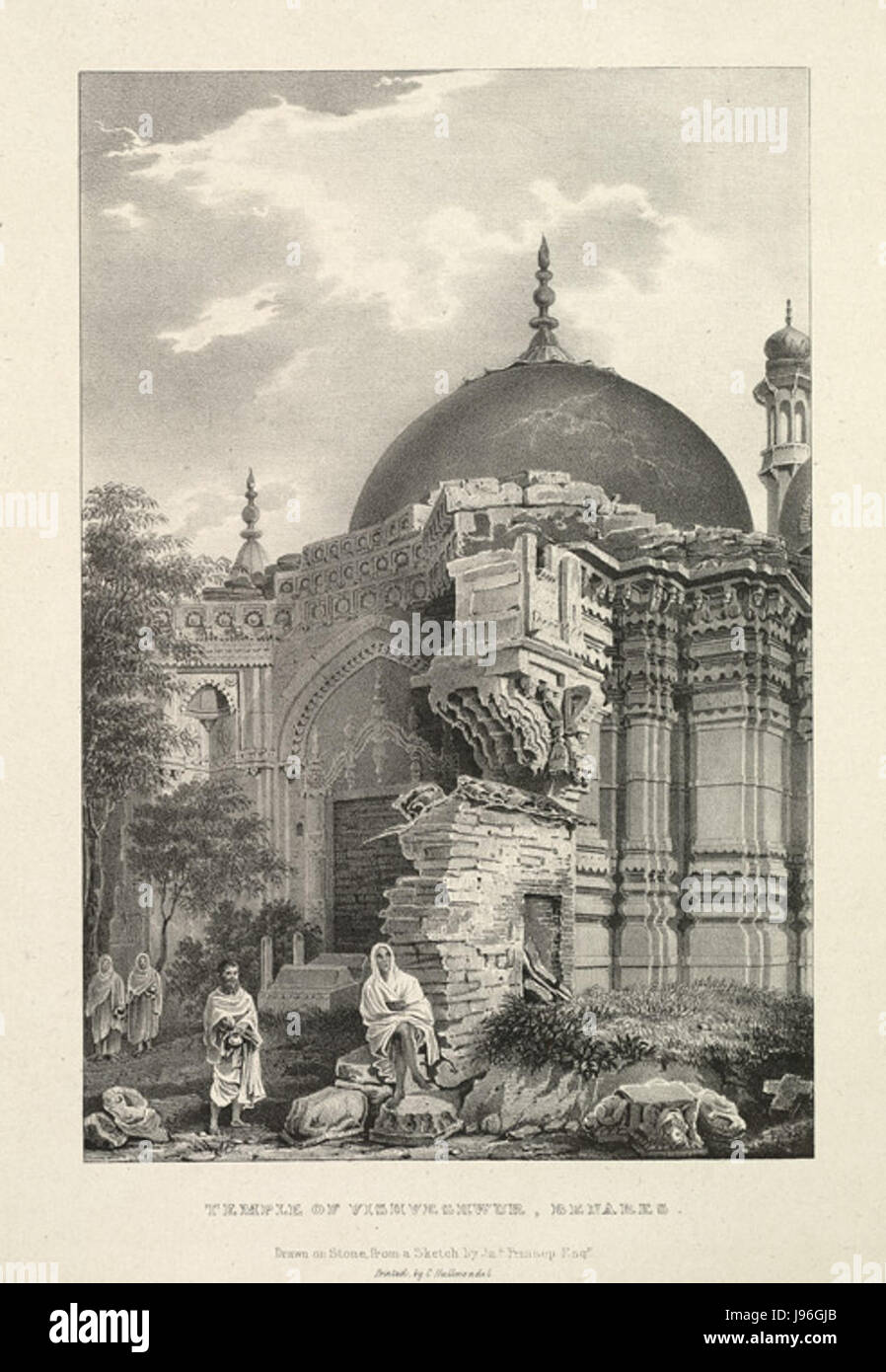 Temple Of Vishveshwur Benares by James Prinsep 1834 Stock Photo - Alamy
