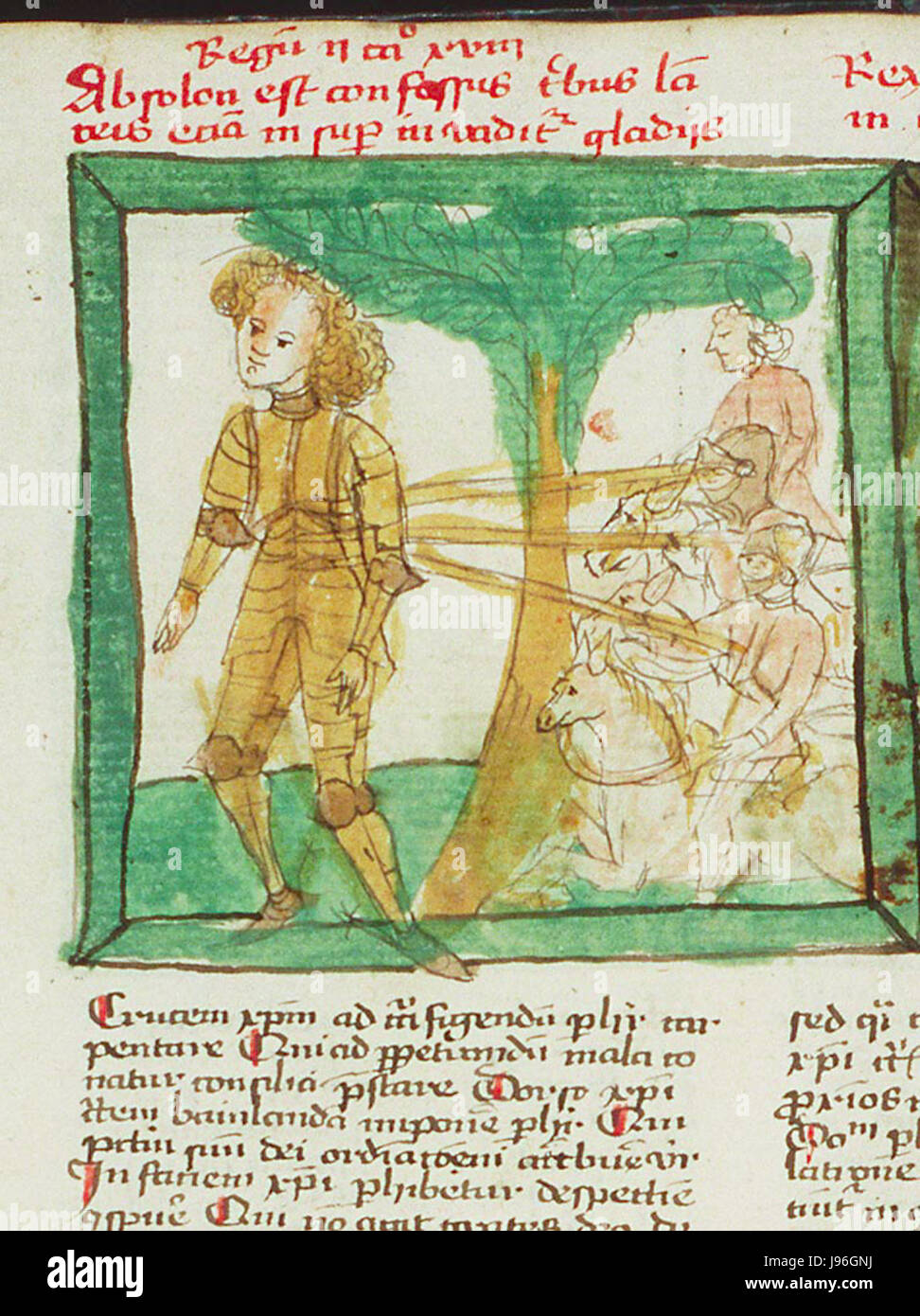This artwork, 'The Death of Absalom,' depicts the Biblical narrative of ...