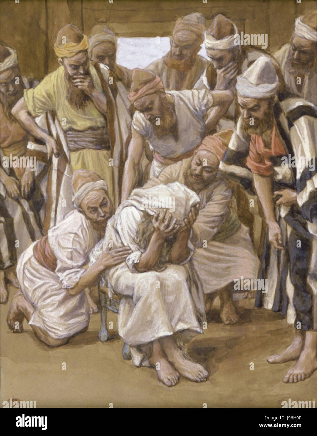 This artwork by Tissot depicts the biblical scene of Jacob mourning the ...