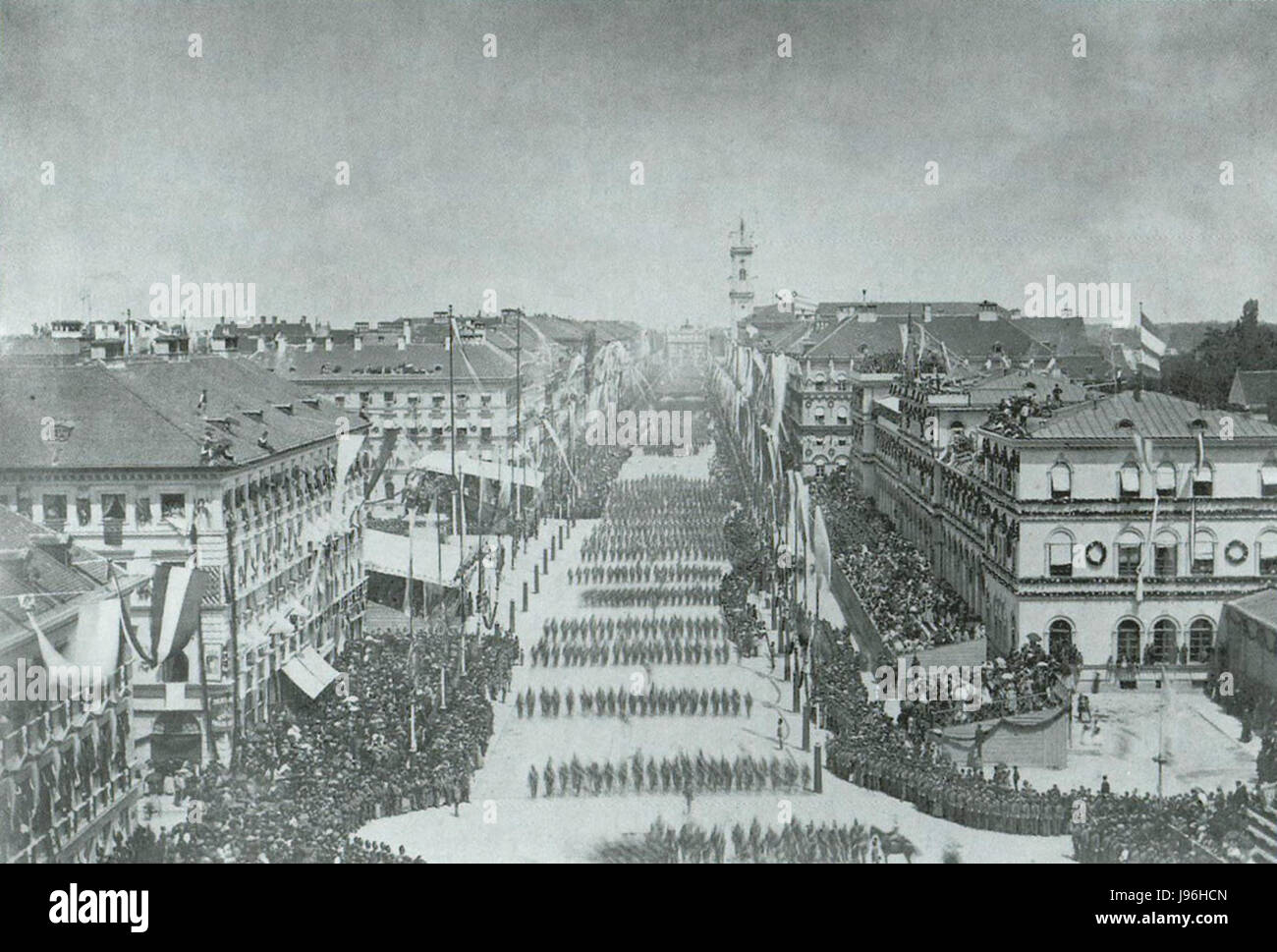 'Truppeneinzug' is a historical artwork depicting a military troop ...