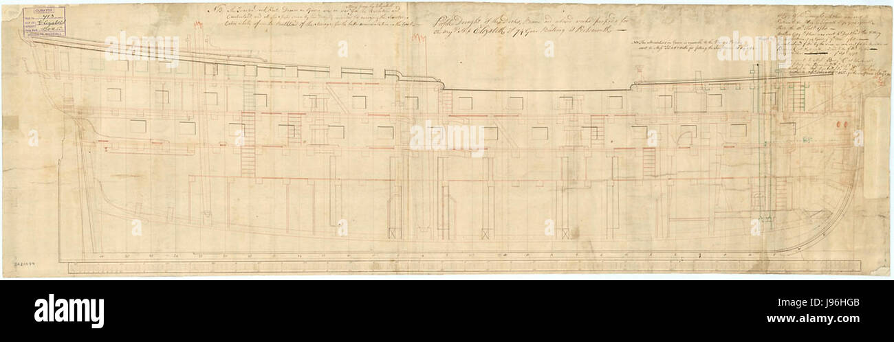 Plan showing the inboard profile profile (and approved) for Elizabeth ...