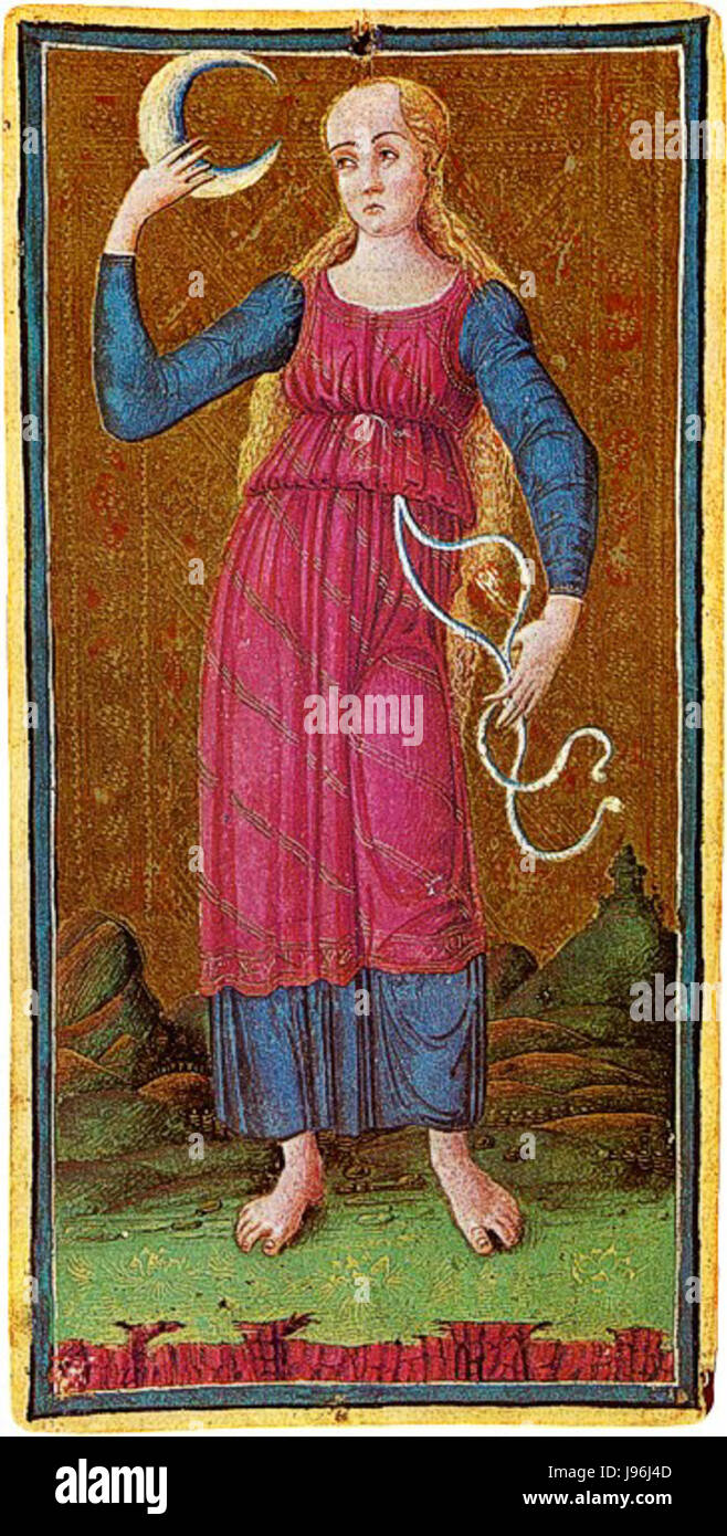 The 'Visconti Sforza 18 Moon' card is part of the Visconti-Sforza tarot ...