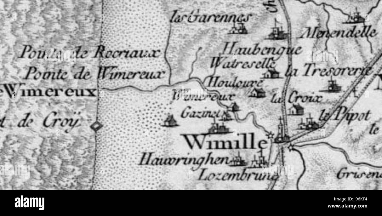 The town of Wimille, located in France, is depicted on the 1815 Cassini ...