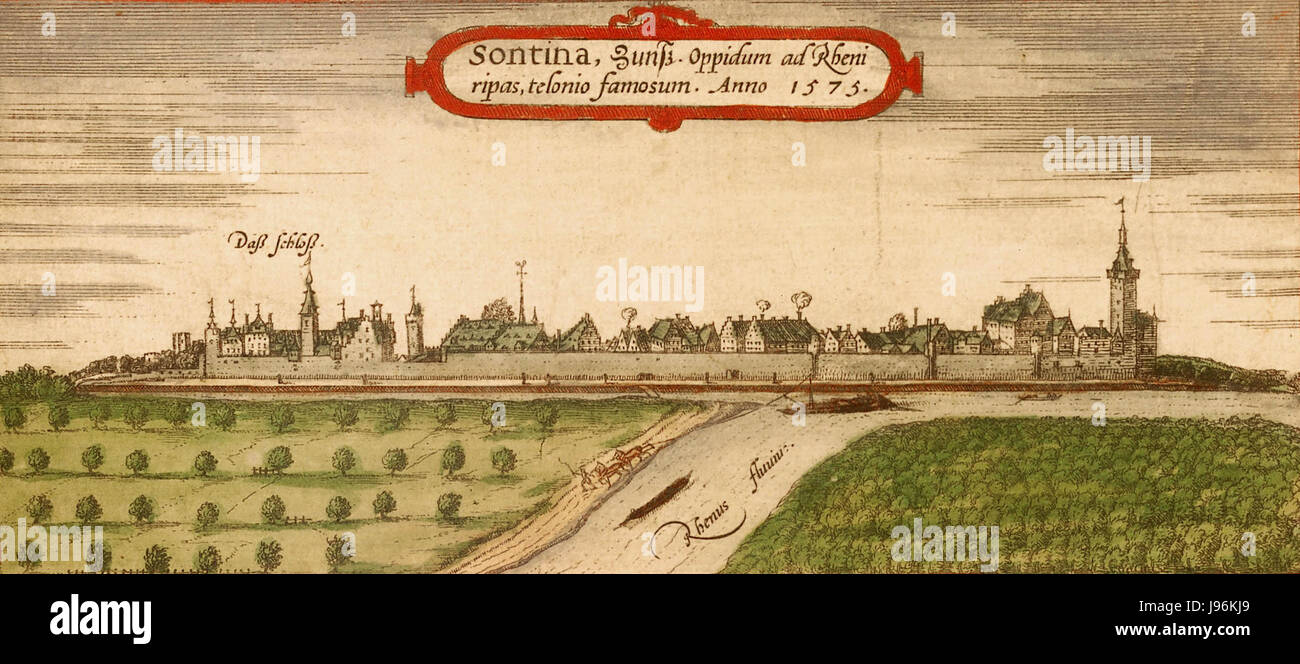 The map of Zons by Braun & Hogenberg, created in 1575, is a detailed ...