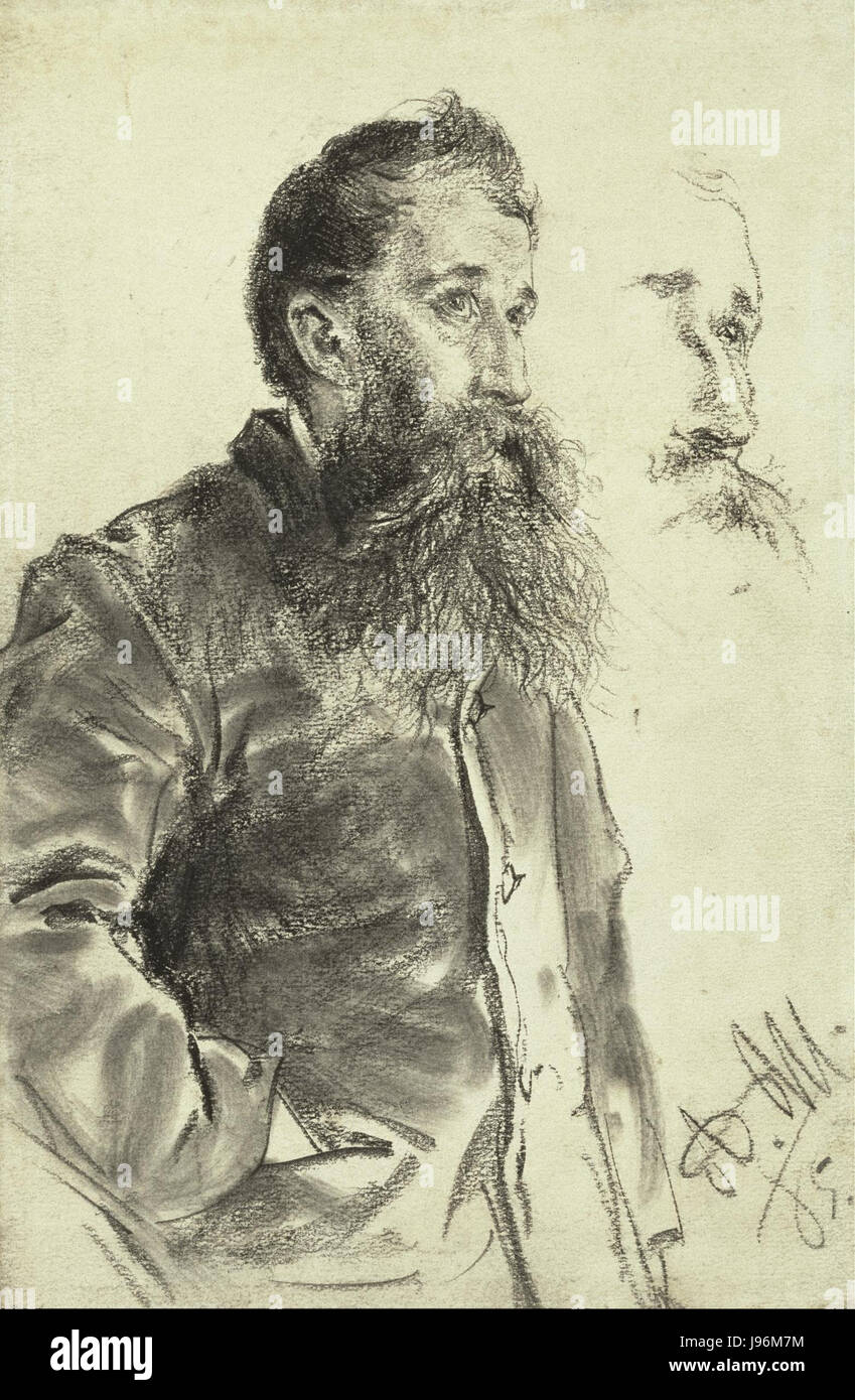 This artwork by Adolphe von Menzel features a study of a man with a ...