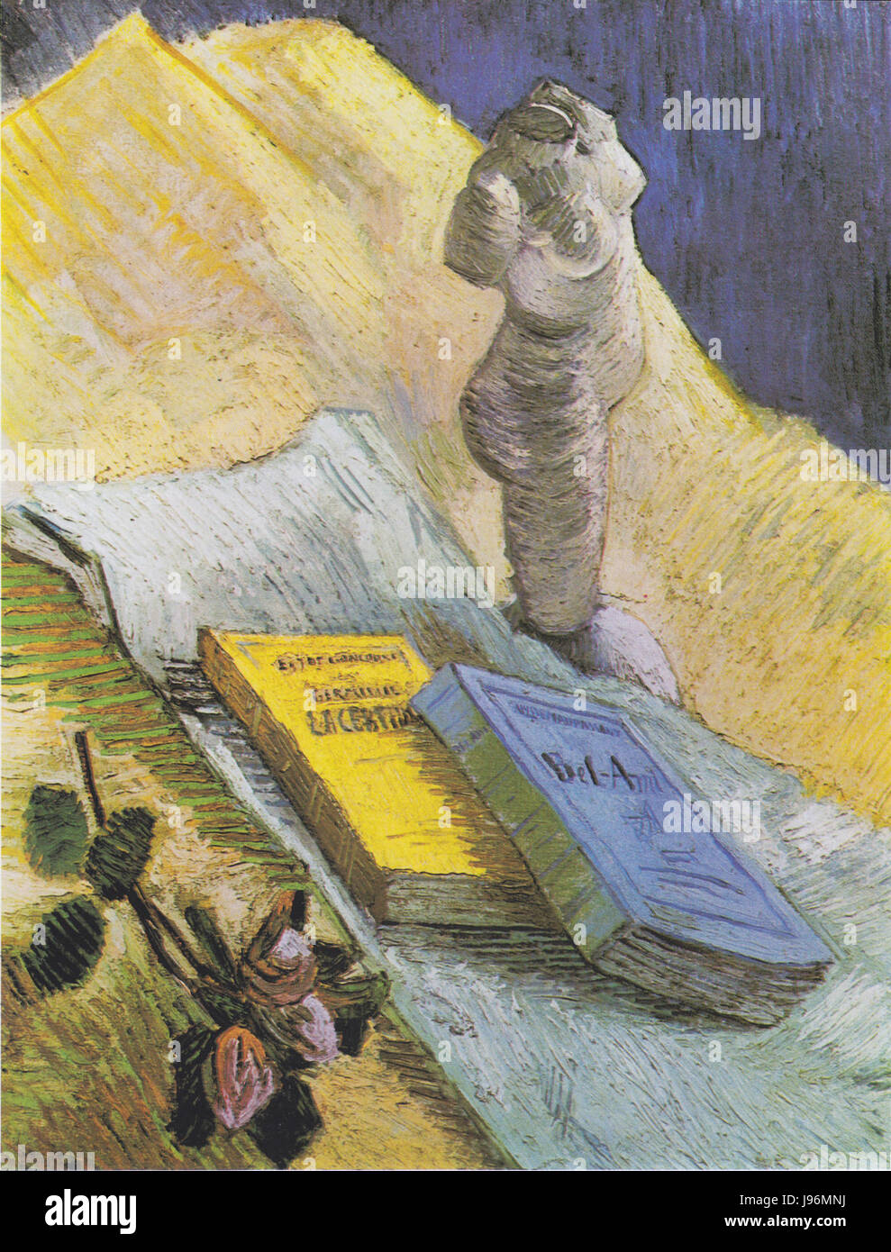 Van Gogh Stillleben mit Gipstorso, einer Rose und zwei Romanen Stock ...