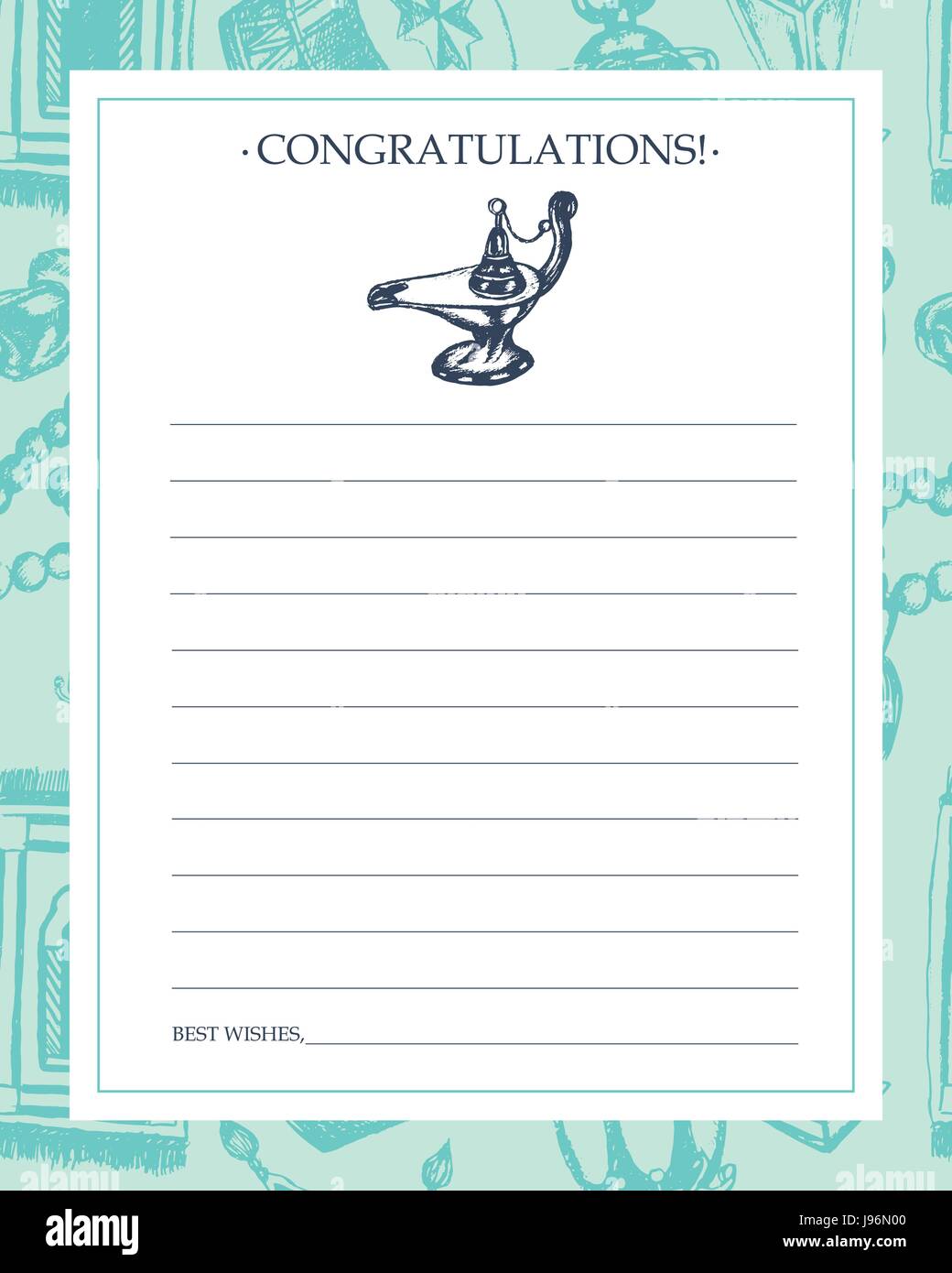 Muslim Symbols - vector drawn template card Stock Vector Image & Art ...