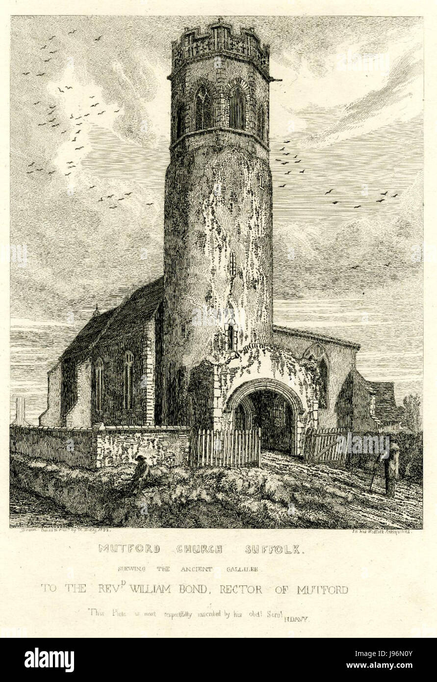 Mutford Church Suffolk showing the Ancient Gallilee by Henry Davy Stock ...