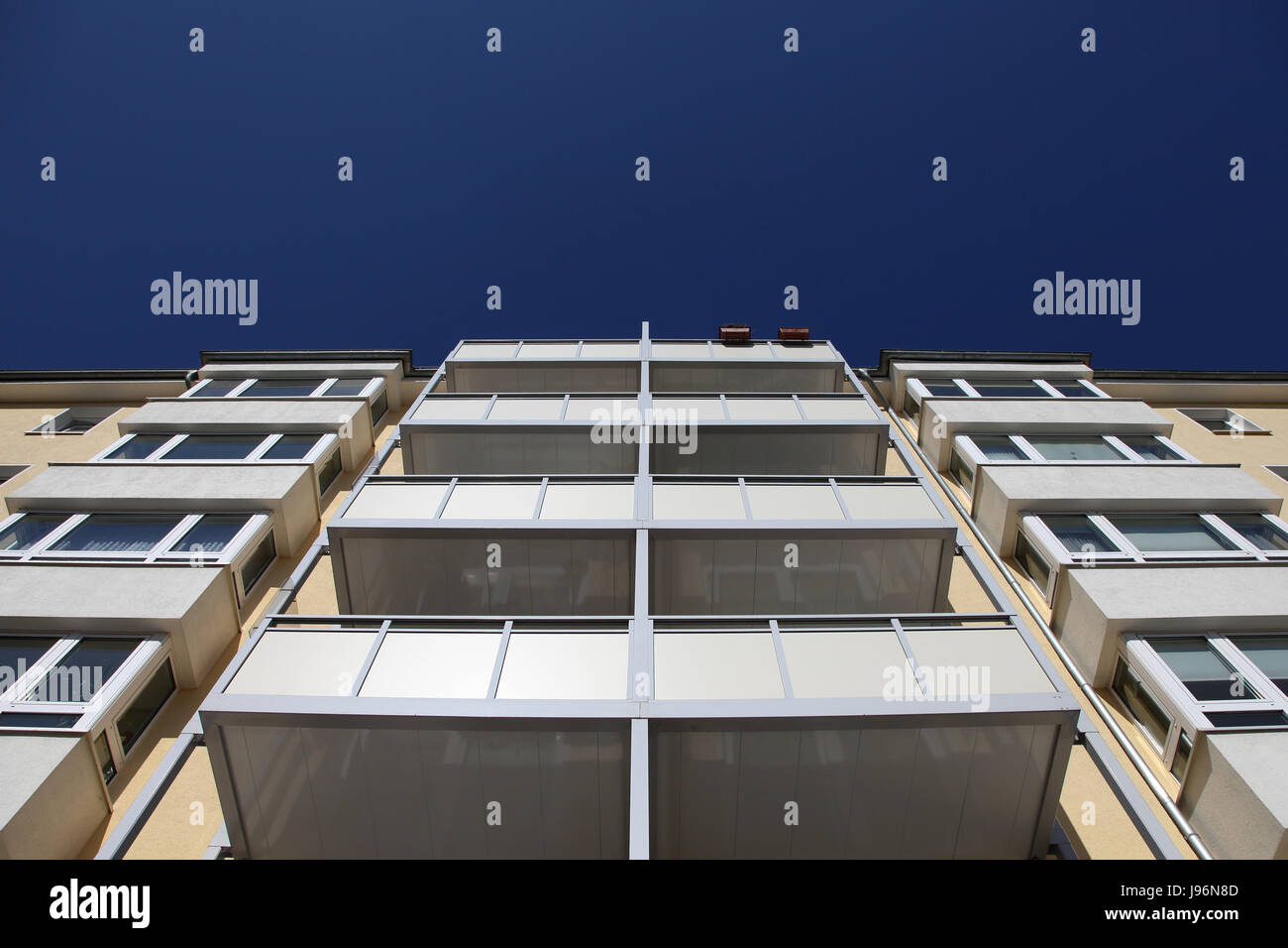 small apartment house from the worm's-eye view Stock Photo - Alamy