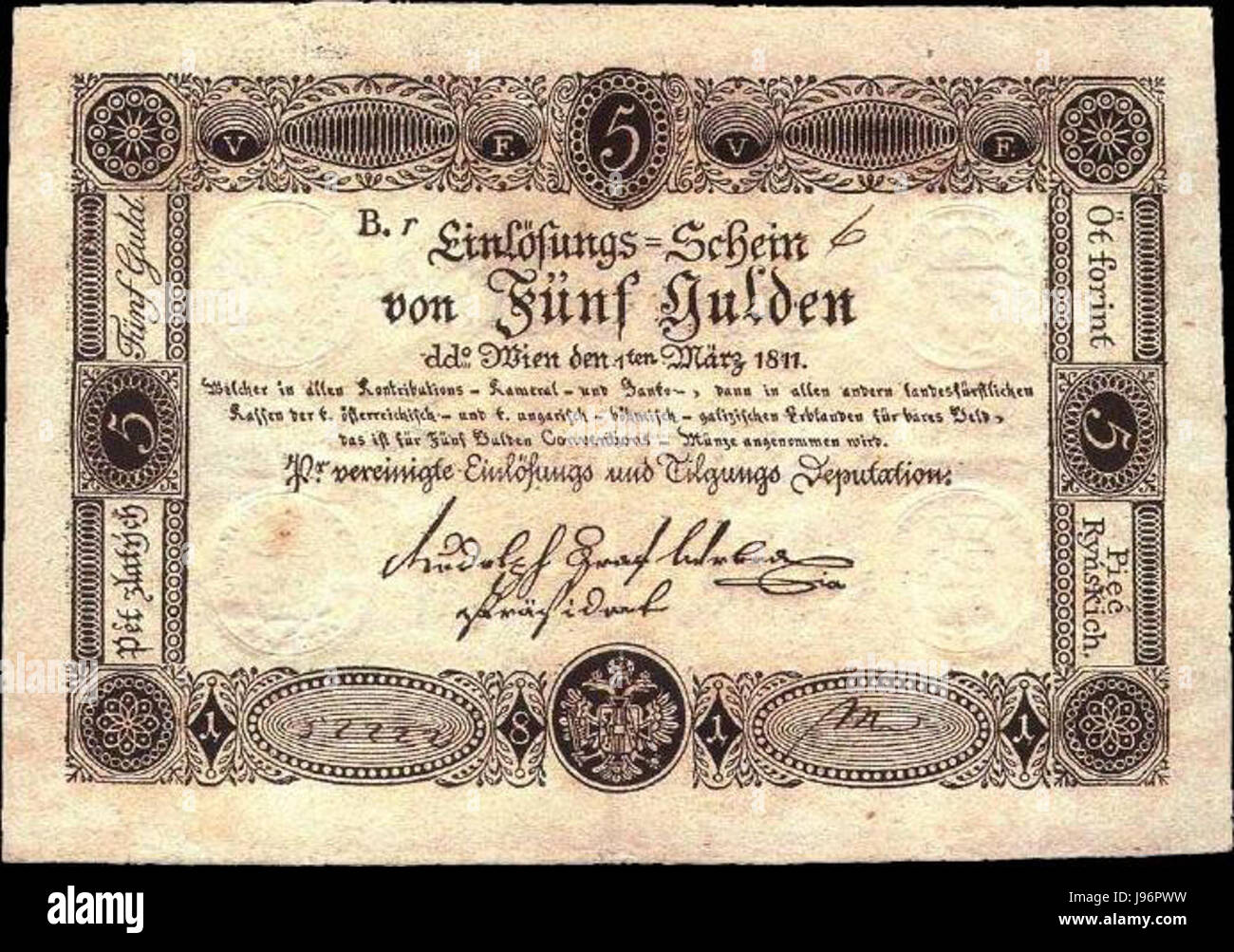 PVETD 5 Gulden 1811 obverse refers to the reverse side of a 5 Gulden ...