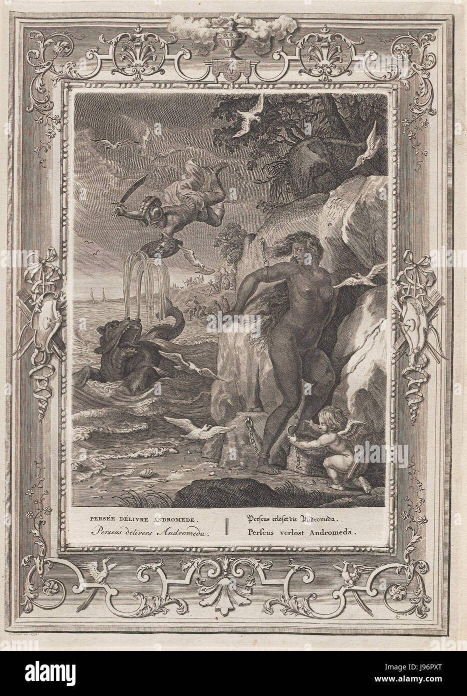 The mythological story of Perseus rescuing Andromeda, a key event in ...