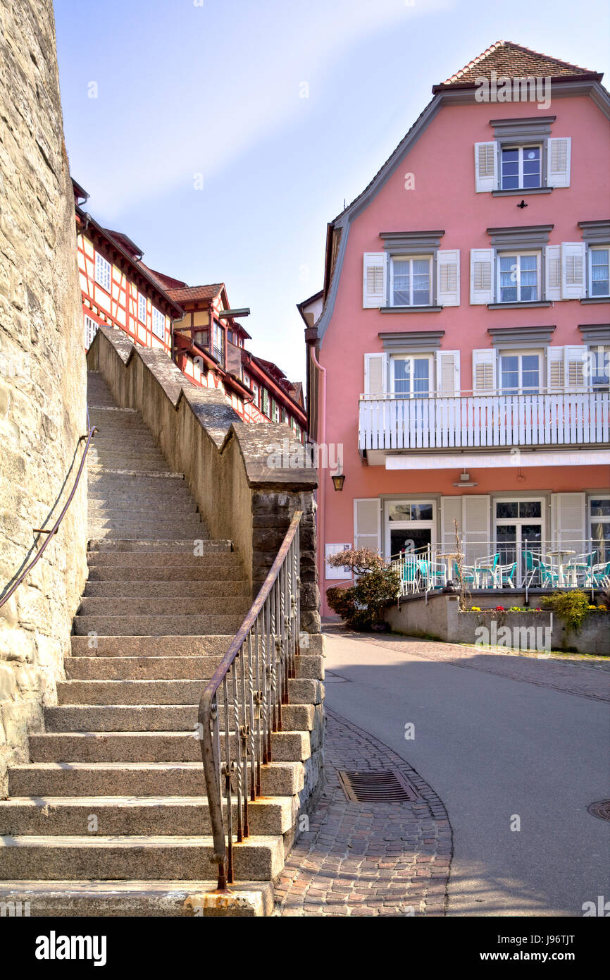 stairs, house, building, stone, wall, lake constance, germany, german ...