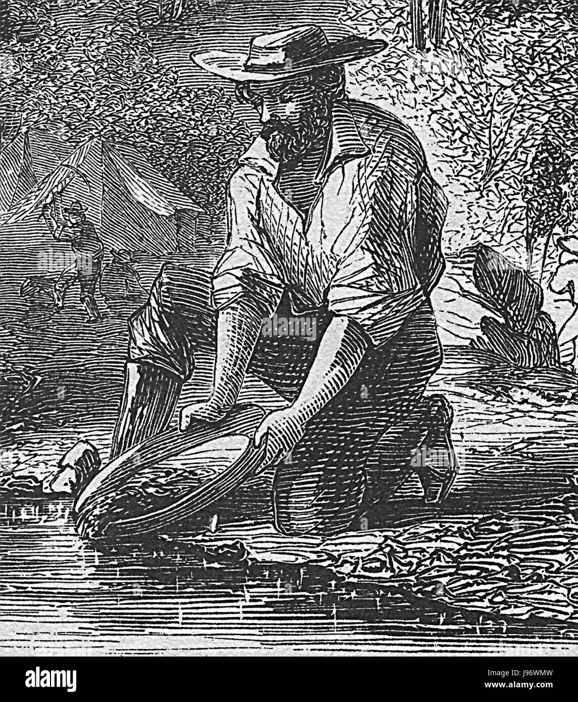 Gold rush panning in Black and White Stock Photos & Images - Alamy