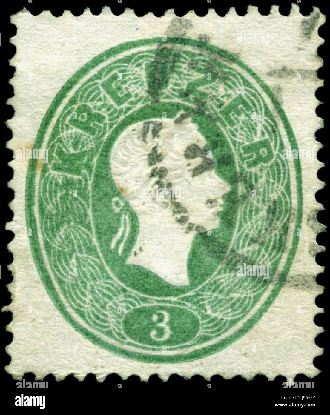 Stamp Austria 1860 3kr Stock Photo - Alamy