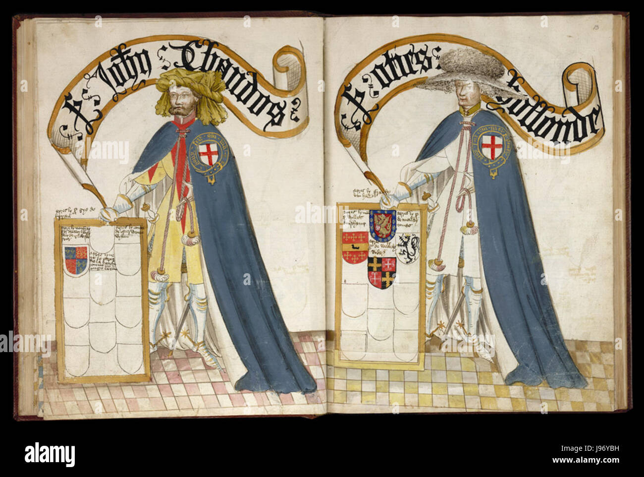 Sir John Chandos and Sir Otes Holland in the Garter Book 1435 Stock ...