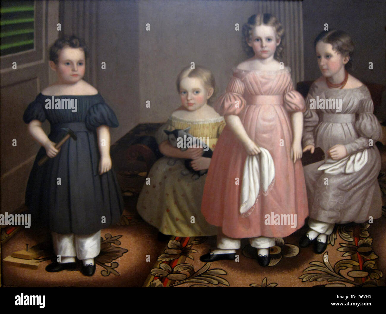 'The Alling Children' by Oliver Tarbell Eddy, painted around 1839, is a ...