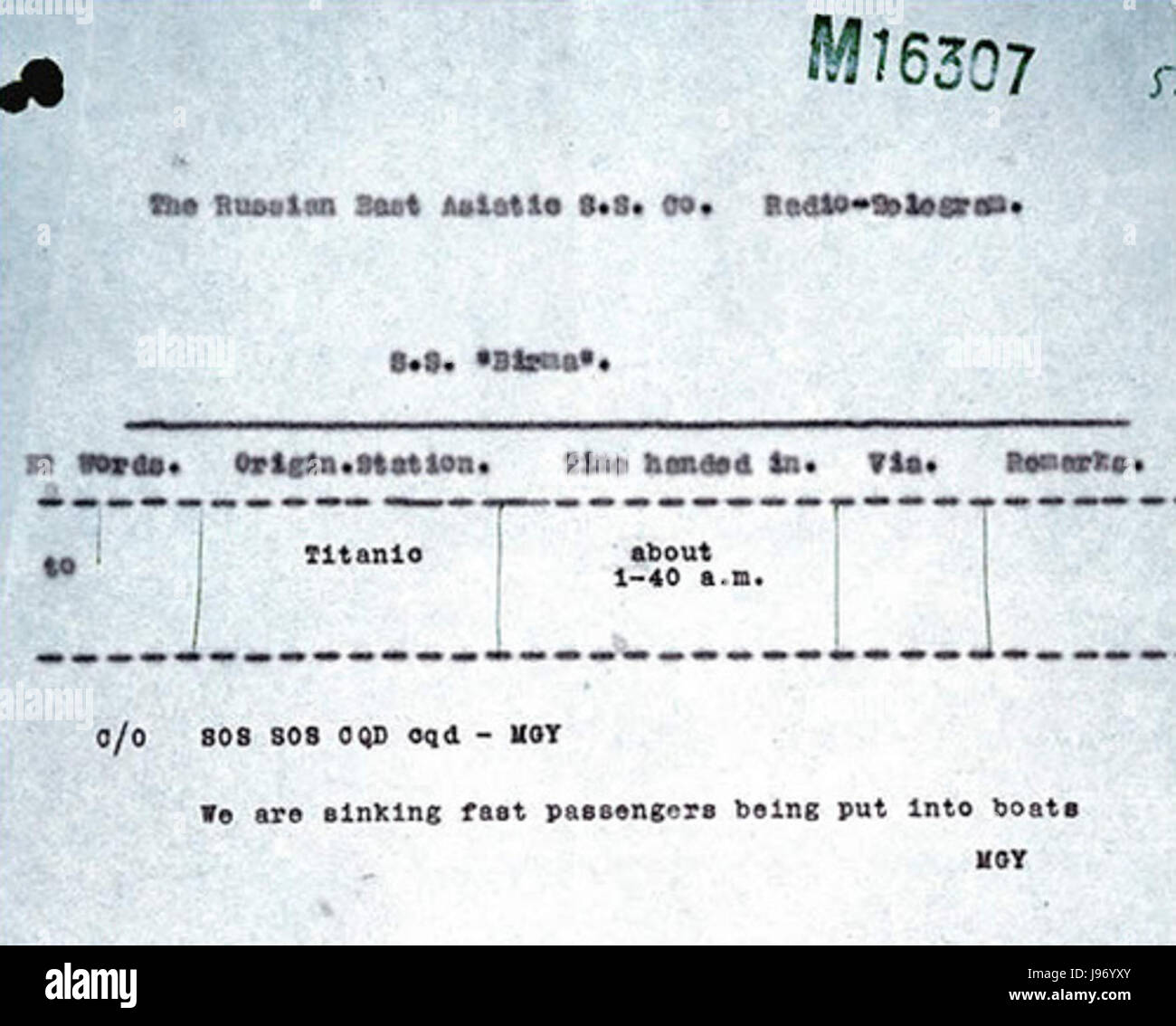 The Titanic signal refers to the distress signals sent by the RMS ...