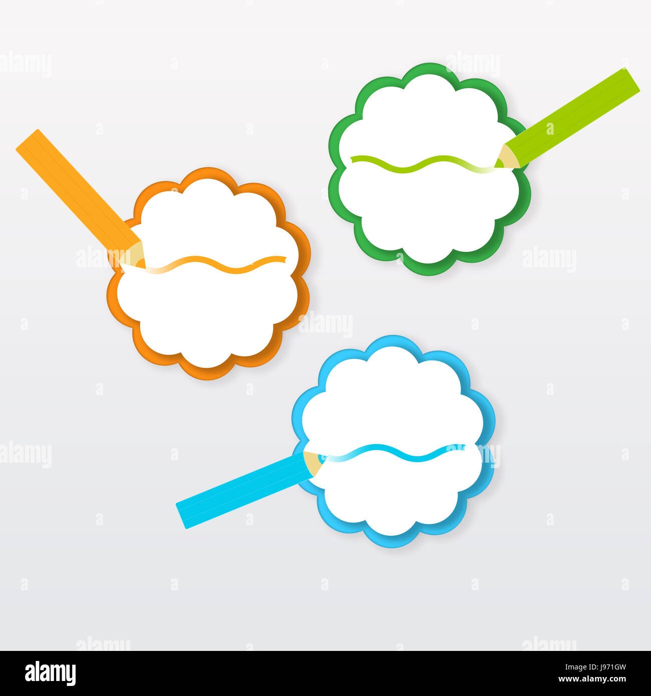 Set of colorful labels in green, blue and orange colors Stock Photo - Alamy