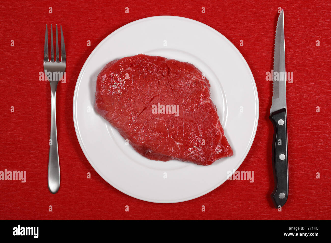 raw, steak, food, dish, meal, supper, dinner, setting, cutlery ...