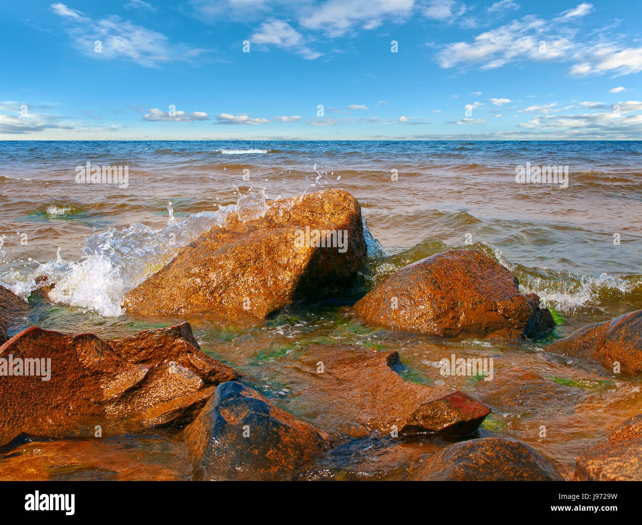 rock, salt water, sea, ocean, water, blue, stone, cloud, summer ...