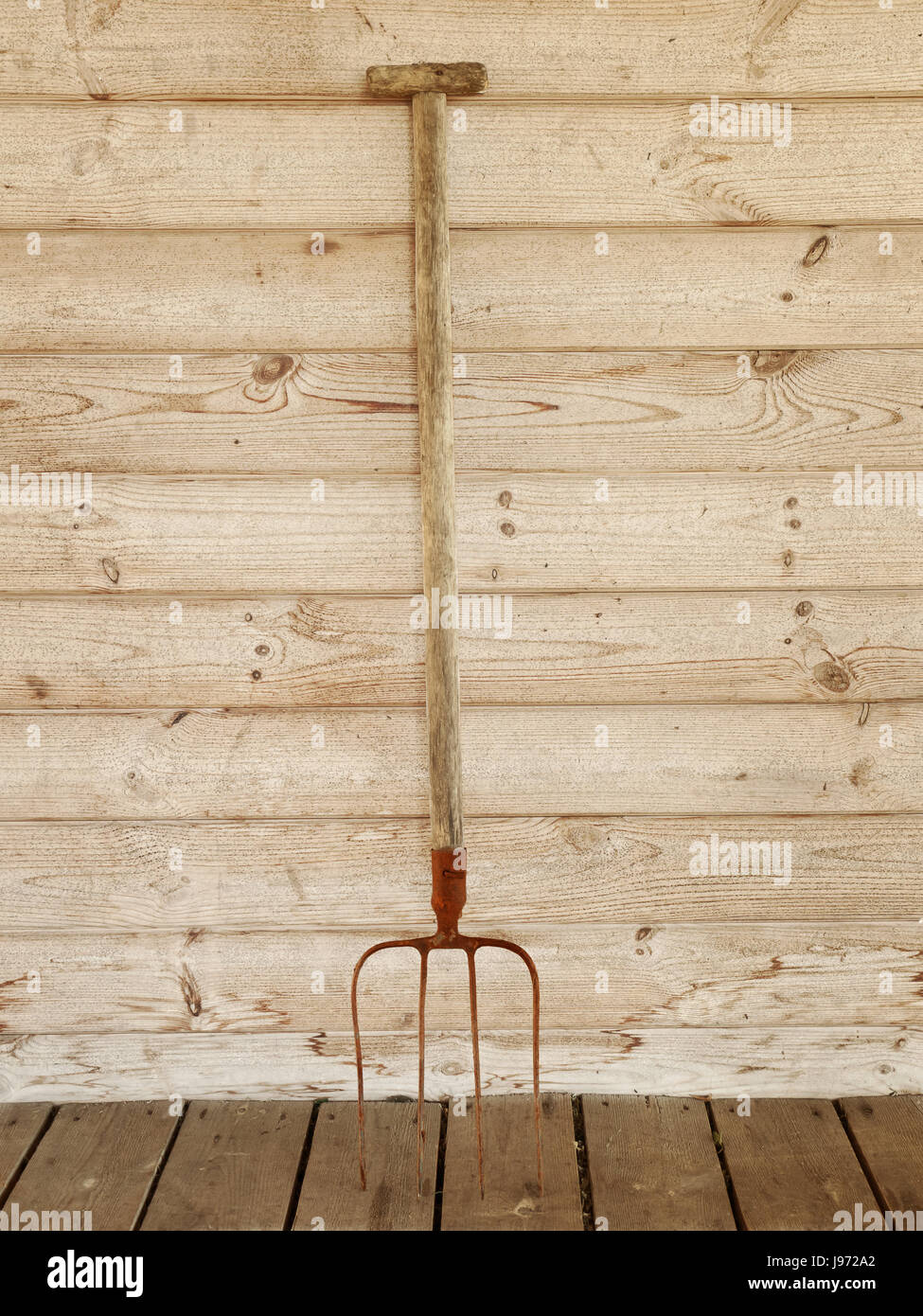 pitchfork, fork, board, desk, tool, object, tackle, room, wood, rough ...