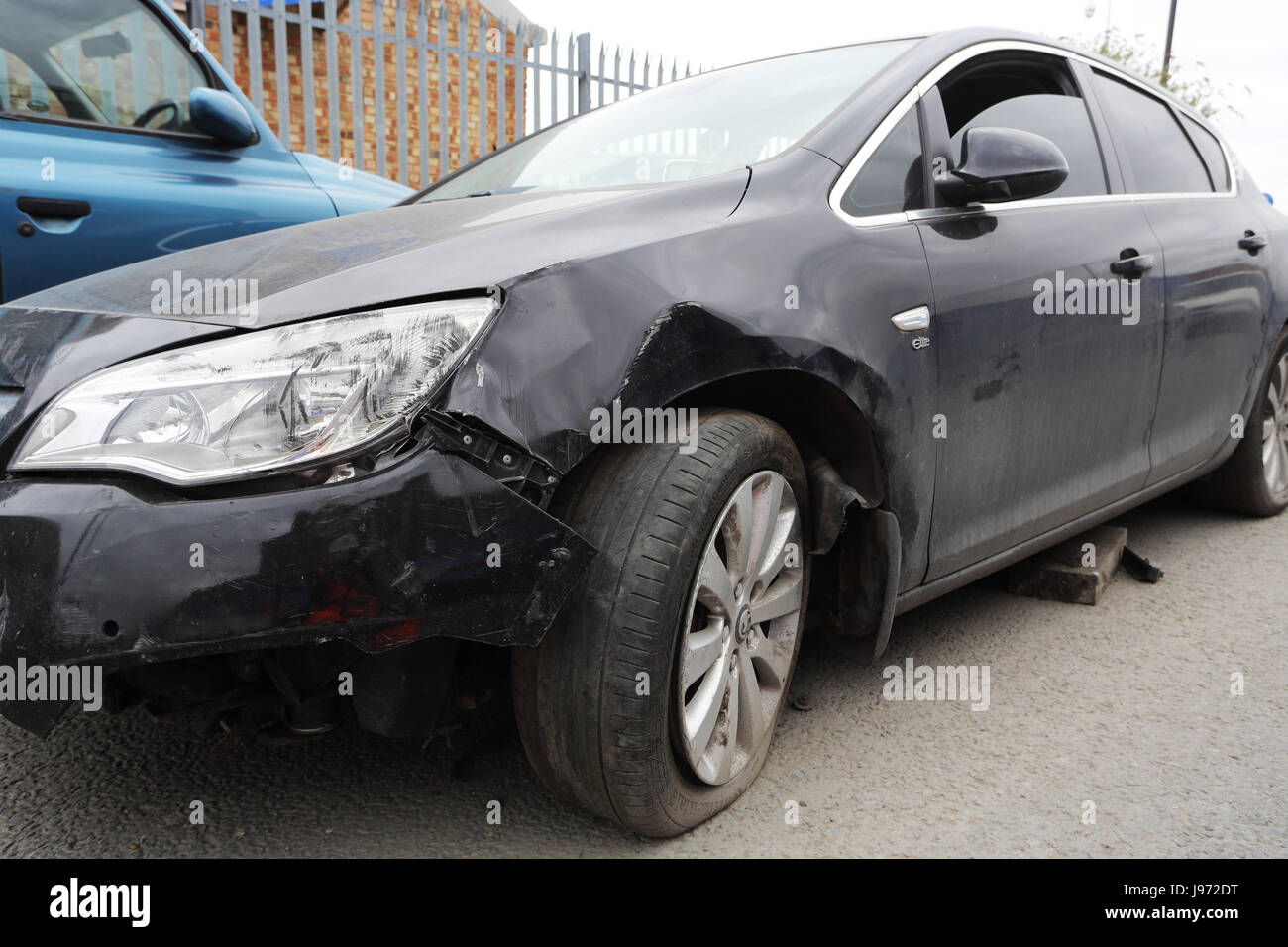 Car after being in a crash Stock Photo - Alamy