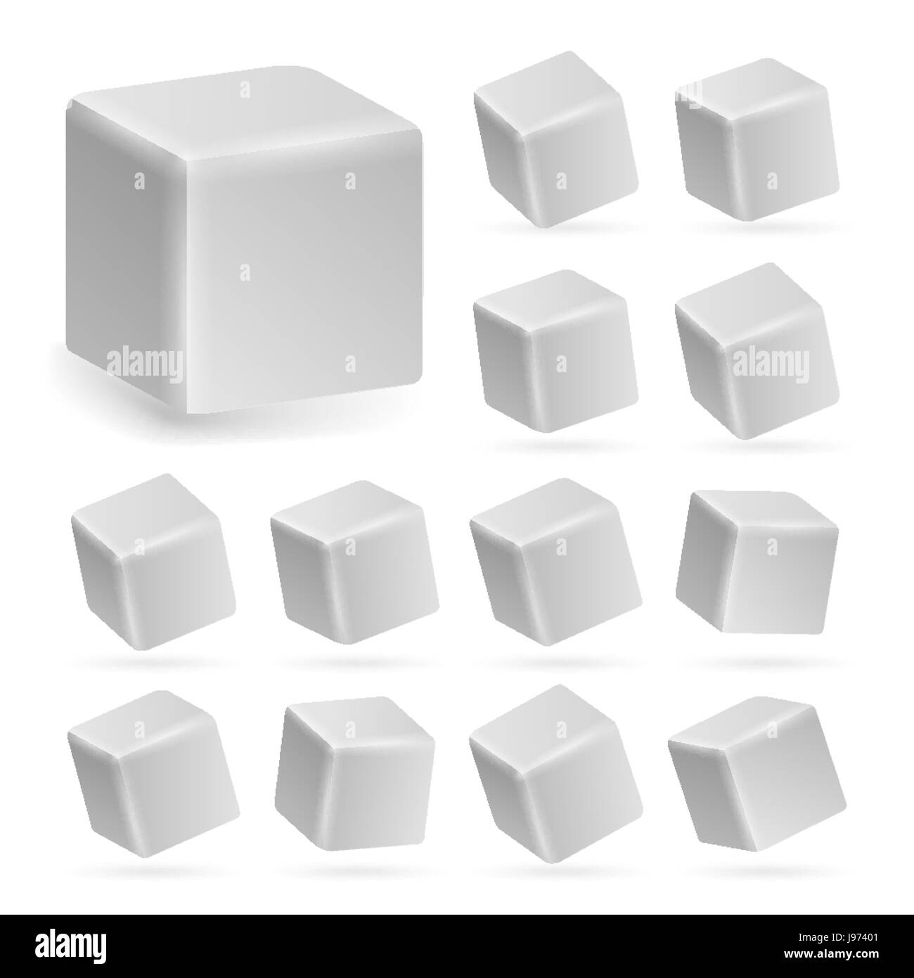White Cube 3d Set Vector Perspective Models Of A Cube Isolated Stock Vector Image And Art Alamy