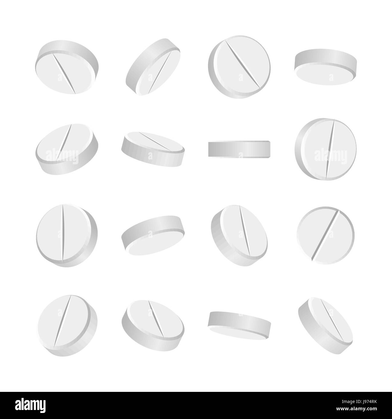 White 3D Medical Pills Or Drugs Vector Illustration. Tablets Set In ...