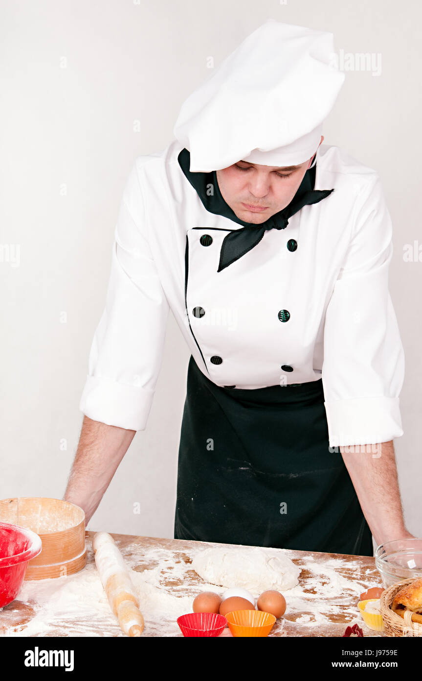 uniform, flour, preparation, cook, chef, sieve, man, dough, food ...