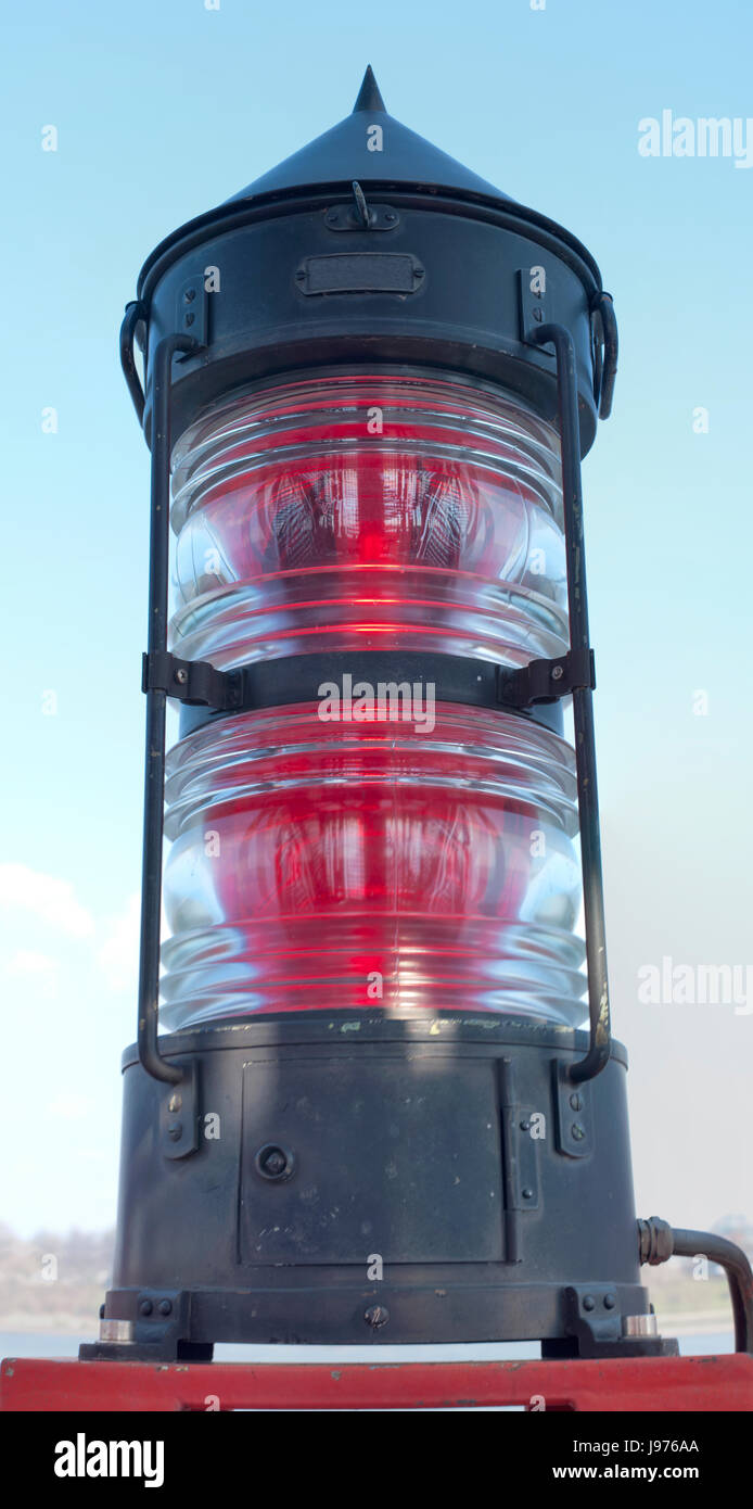 red warning light on the fairway Stock Photo - Alamy