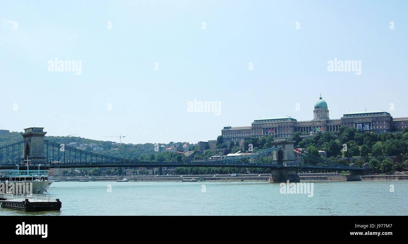 chain bridge with castle hill Stock Photo - Alamy