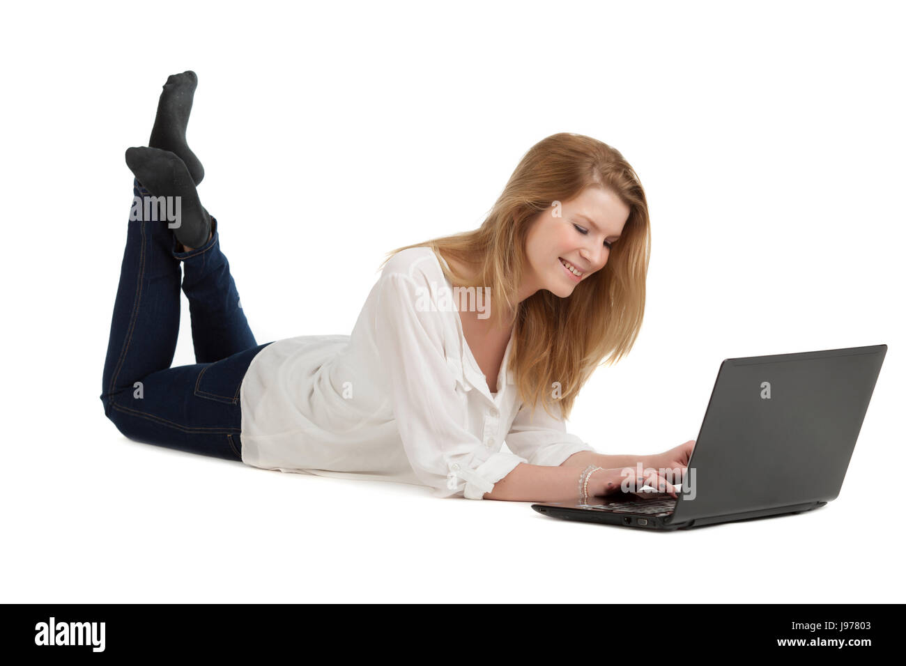 Young man computer calculator Cut Out Stock Images & Pictures - Alamy