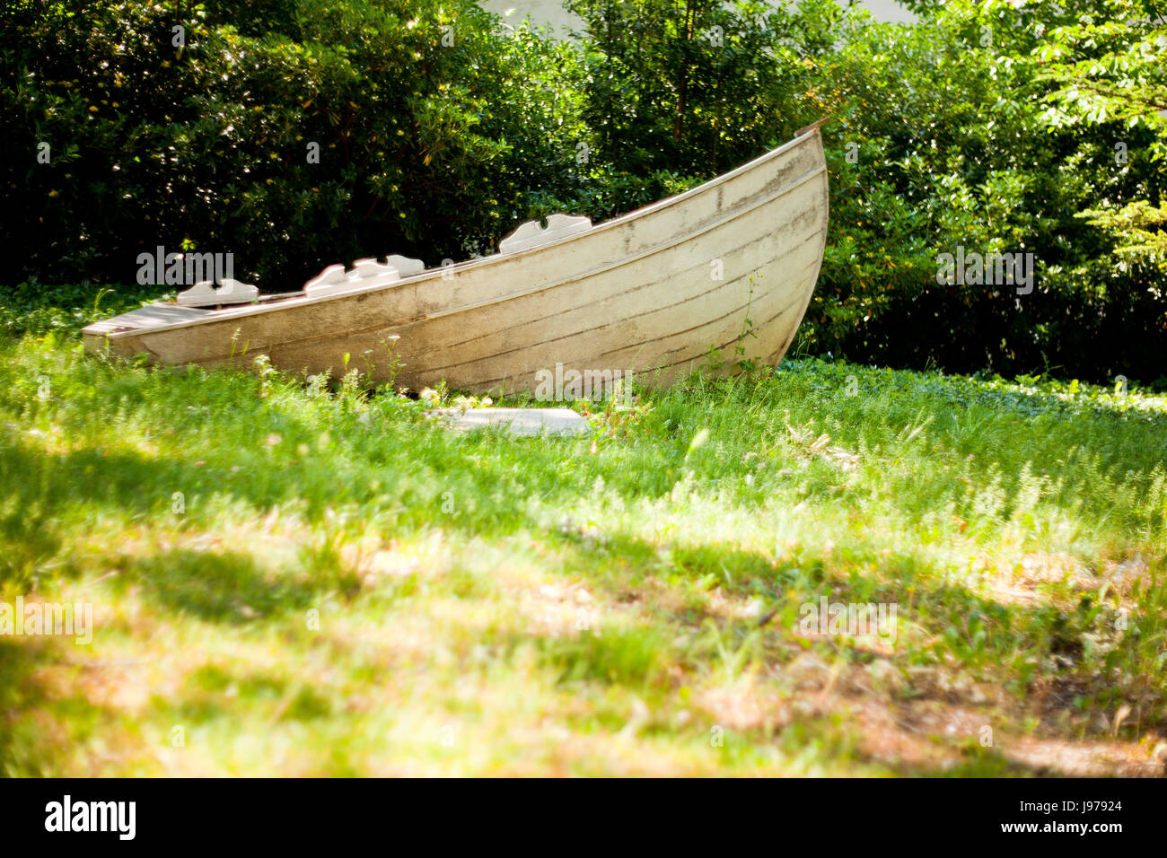 boat, meadow, grass, lawn, green, rowing boat, sailing boat, sailboat ...