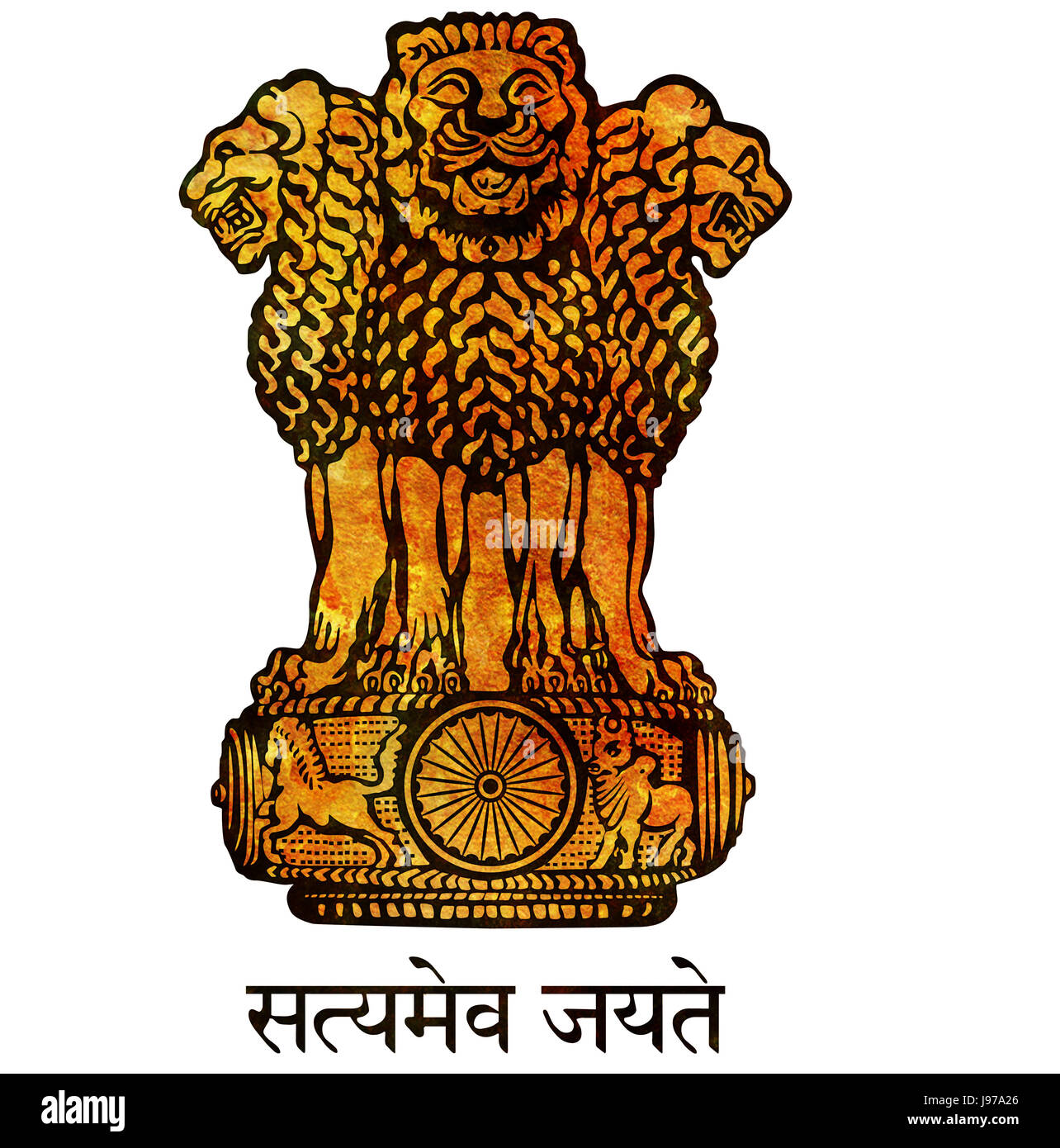 isolated, emblem, asia, india, vintage, illustration, flag, rusty ...