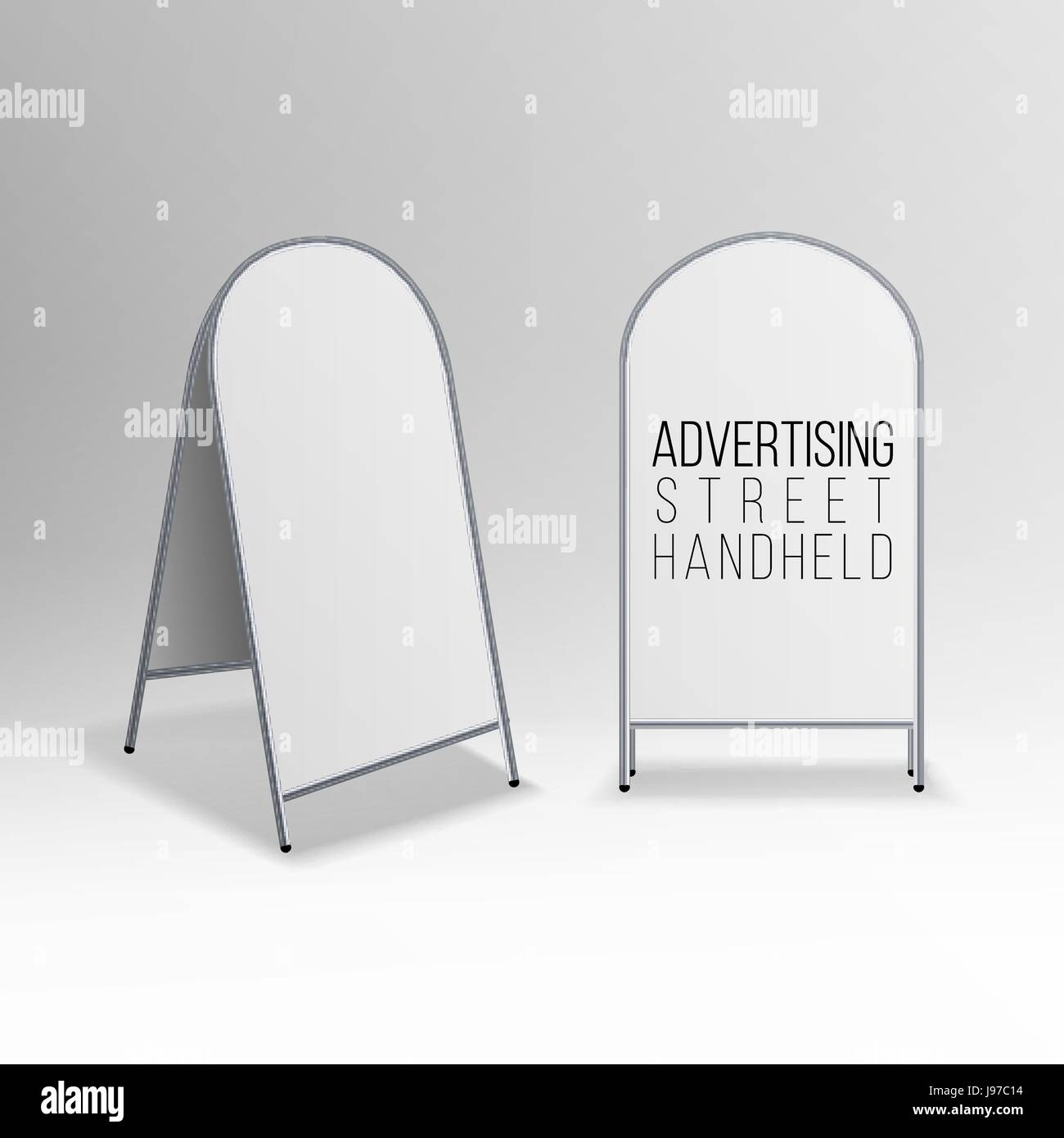 Metal Empty Blank Advertising Street Handheld Vector. Oval Round Empty ...
