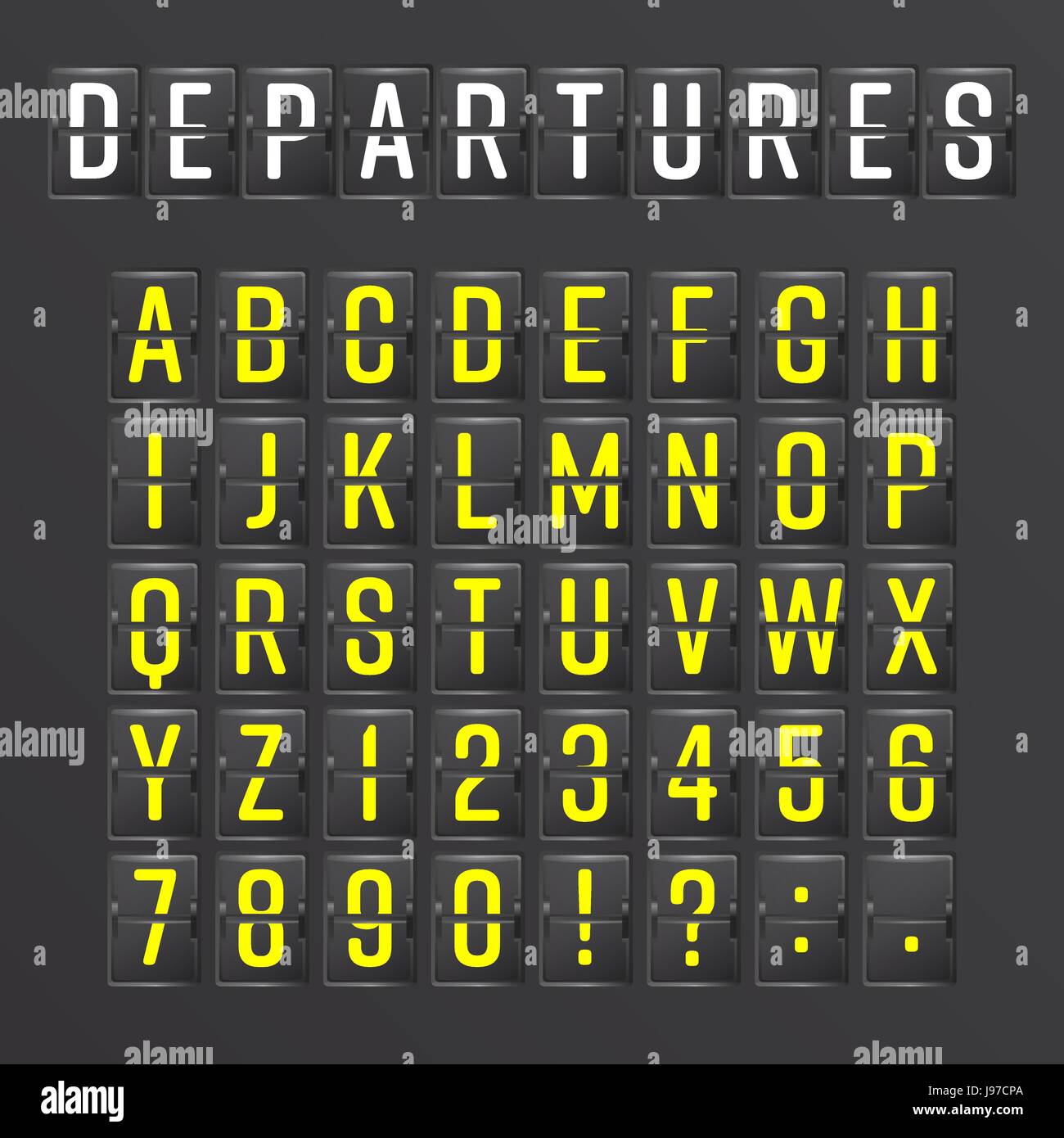 Airport Board Vector. Mechanical Timetable Information Alphabet. Aalog ...